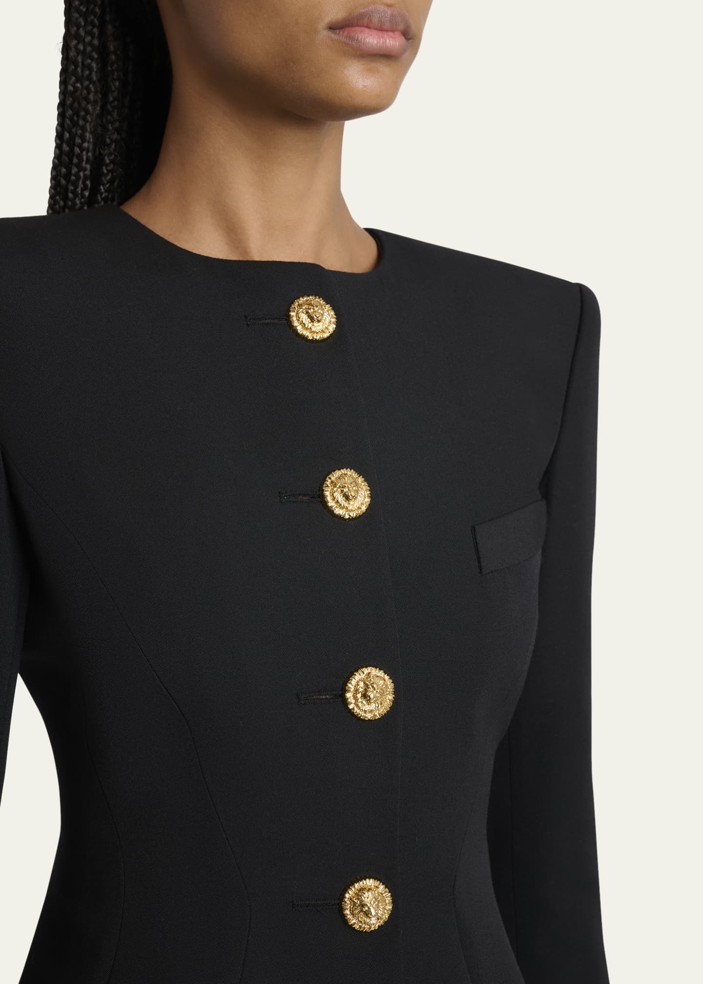 Balmain Single-Breasted Grain De Poudre Basque Jacket - Bergdorf Goodman