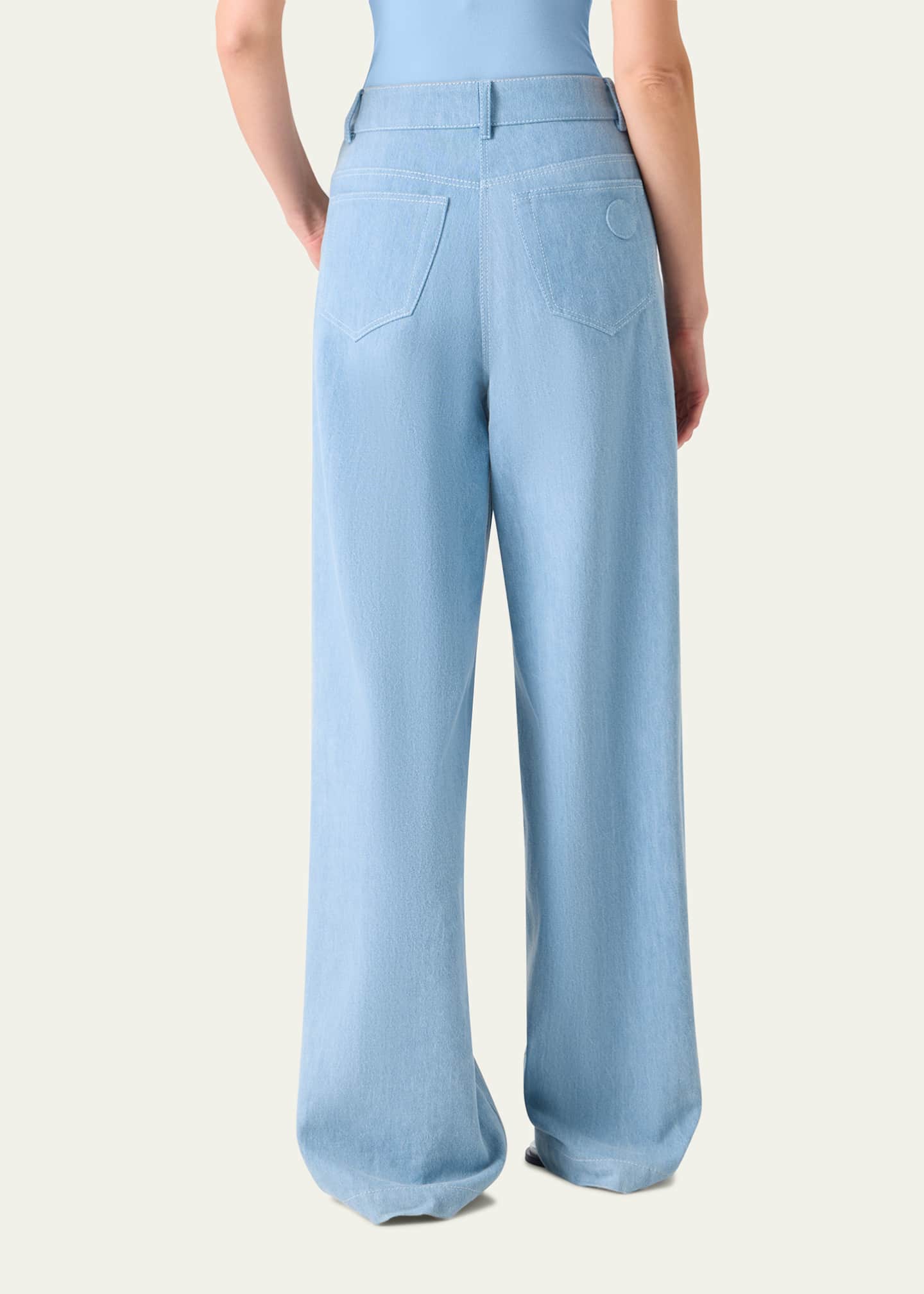 Akris punto Cooper Wide-Leg Denim Pants - Bergdorf Goodman