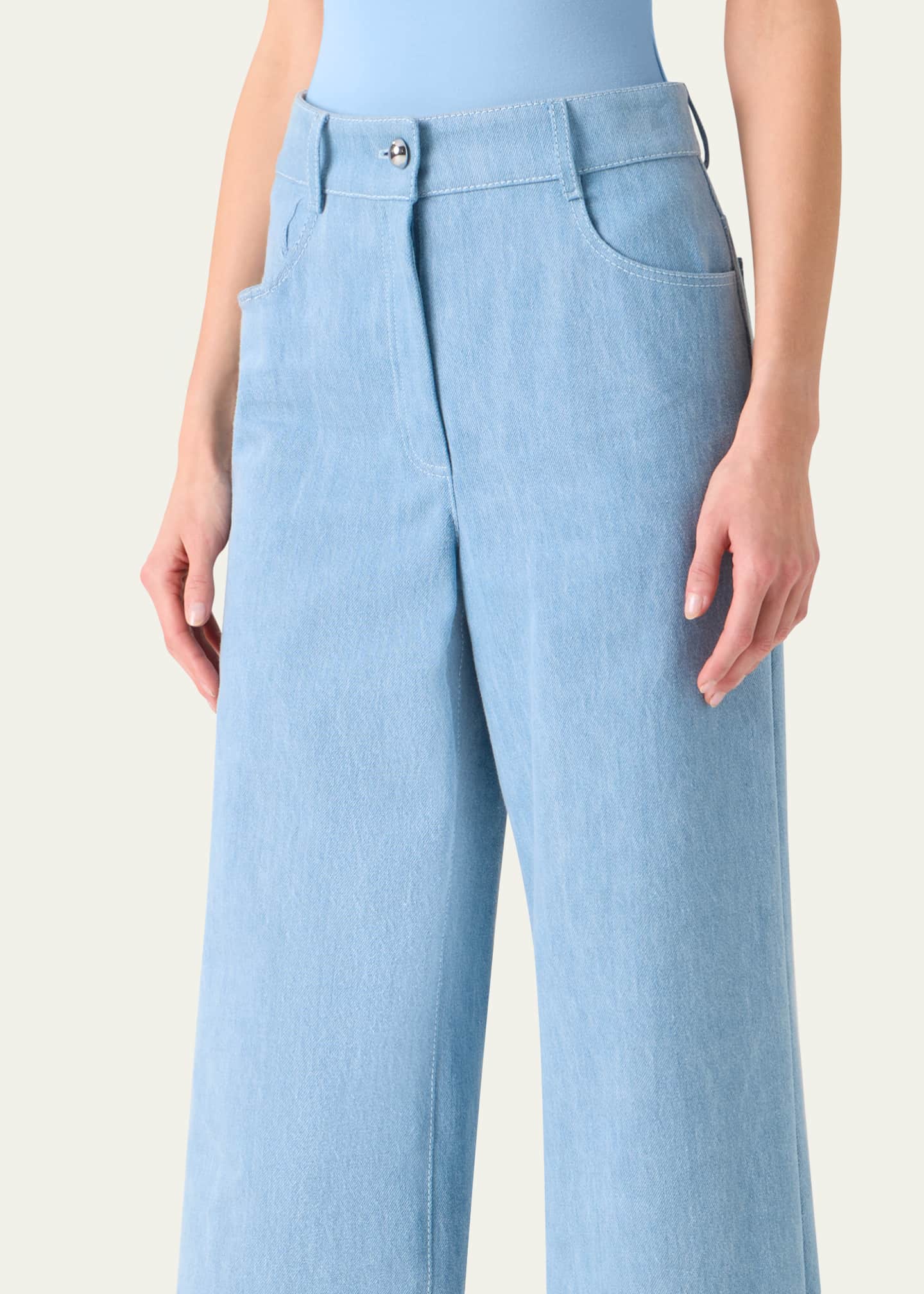 Akris punto Cooper Wide-Leg Denim Pants - Bergdorf Goodman