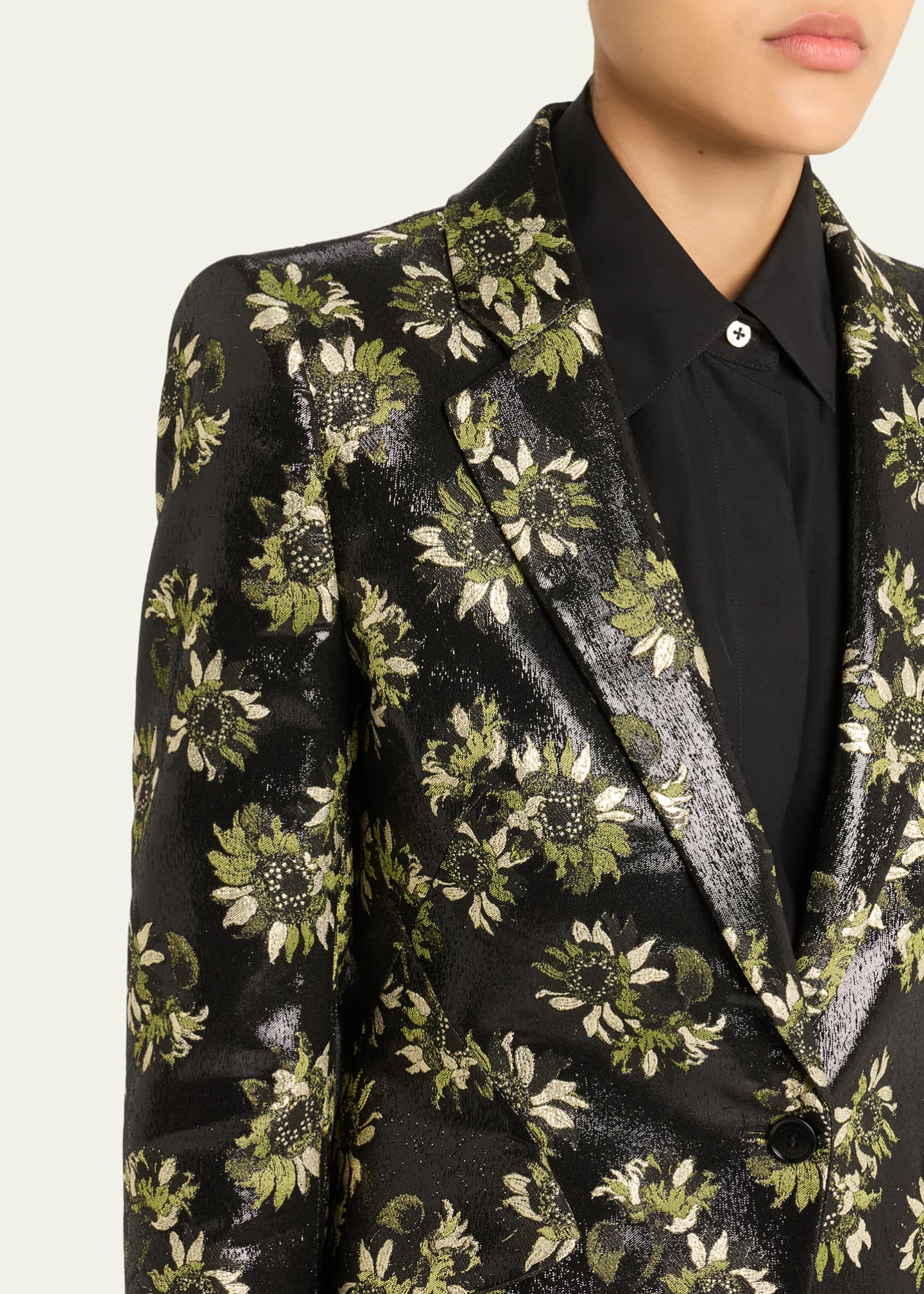 McQueen Lacquered Sunflower Single-Breasted Jacket - Bergdorf Goodman