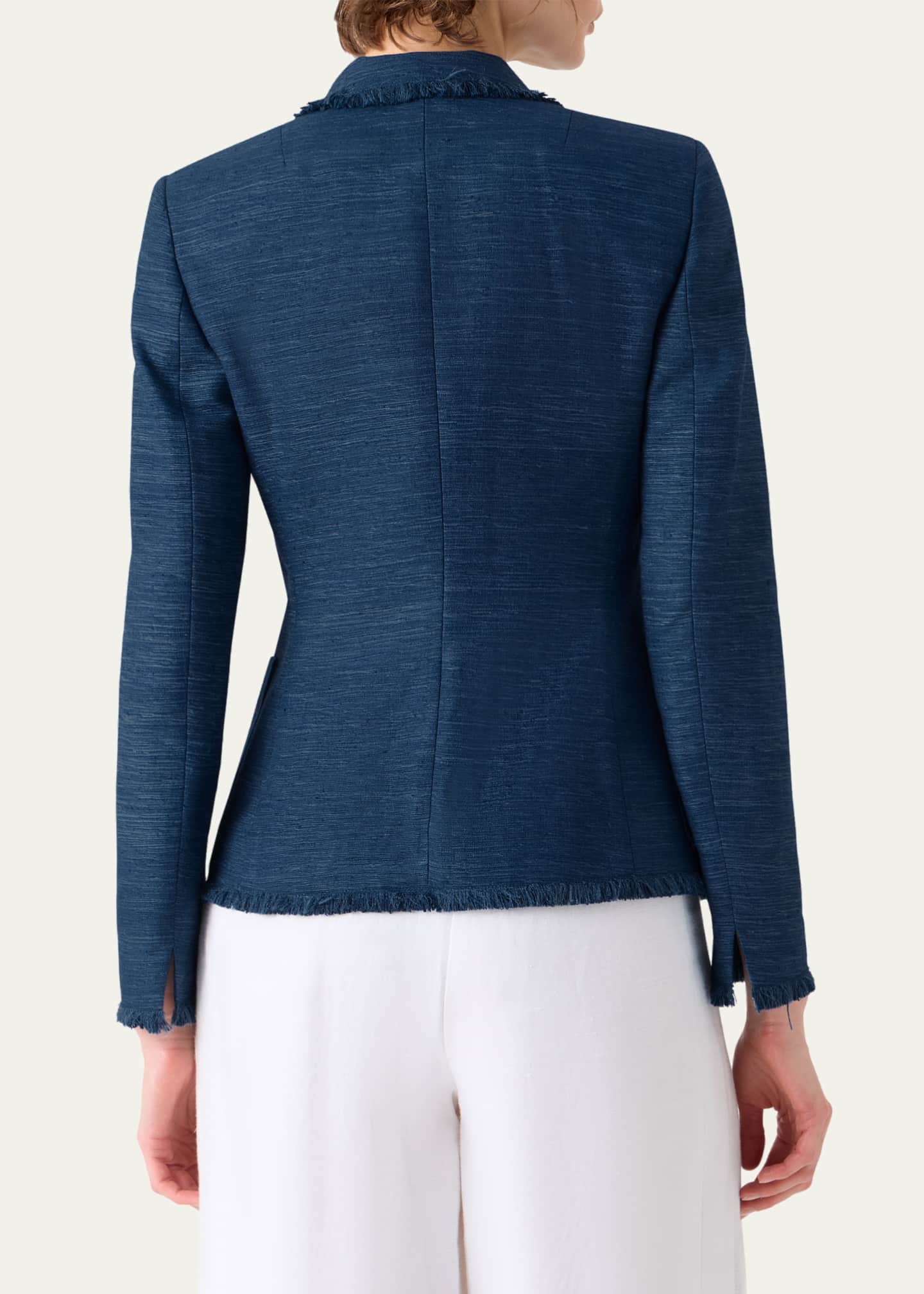 Akris punto Indian Silk Fringed Double-Breasted Blazer Jacket ...