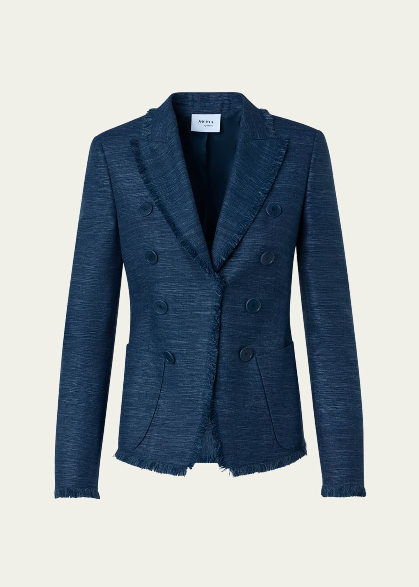 Akris punto Indian Silk Fringed Double-Breasted Blazer Jacket ...