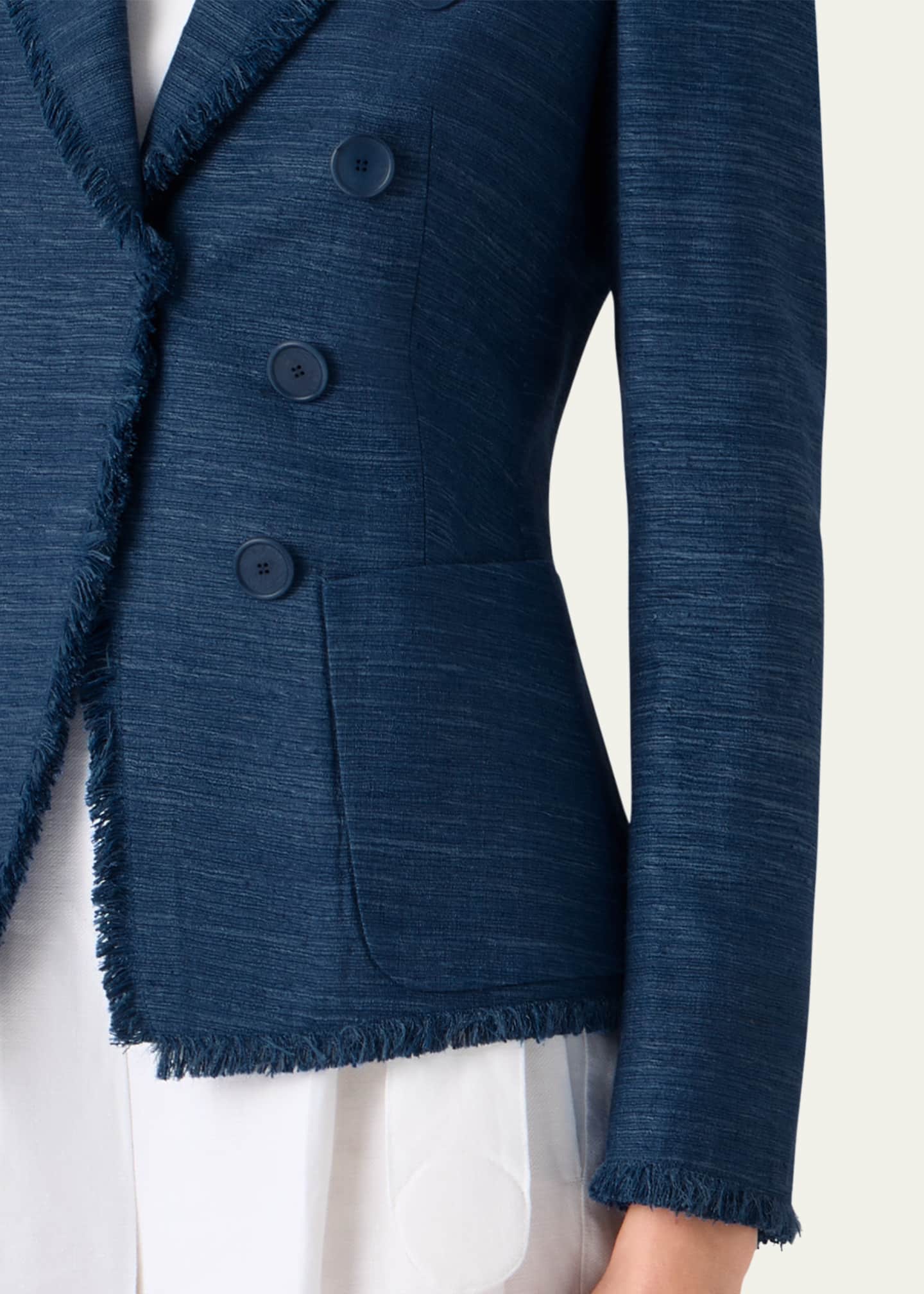 Akris punto Indian Silk Fringed Double-Breasted Blazer Jacket ...