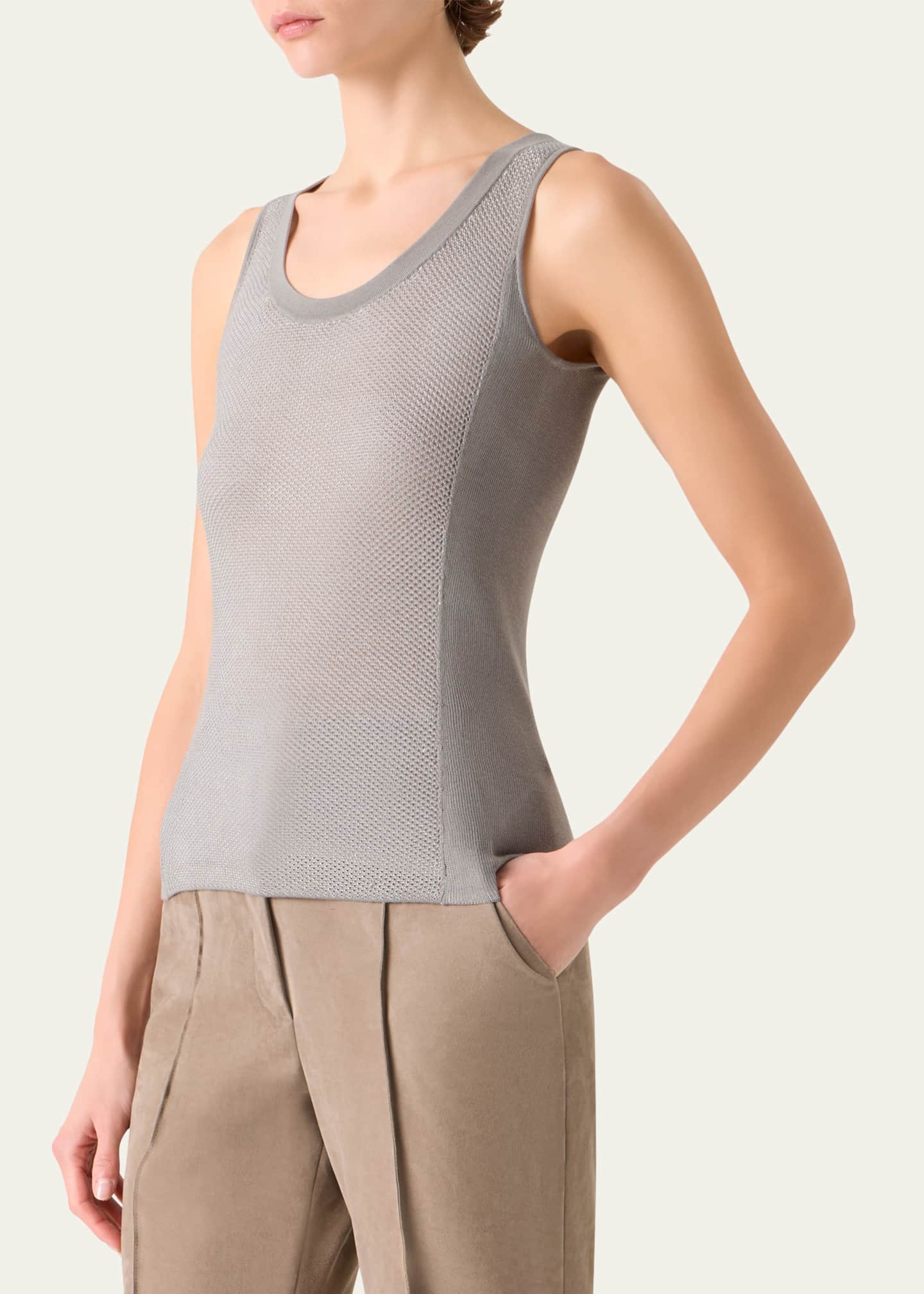 Akris Two-Tone Grid Knit Tank Top - Bergdorf Goodman