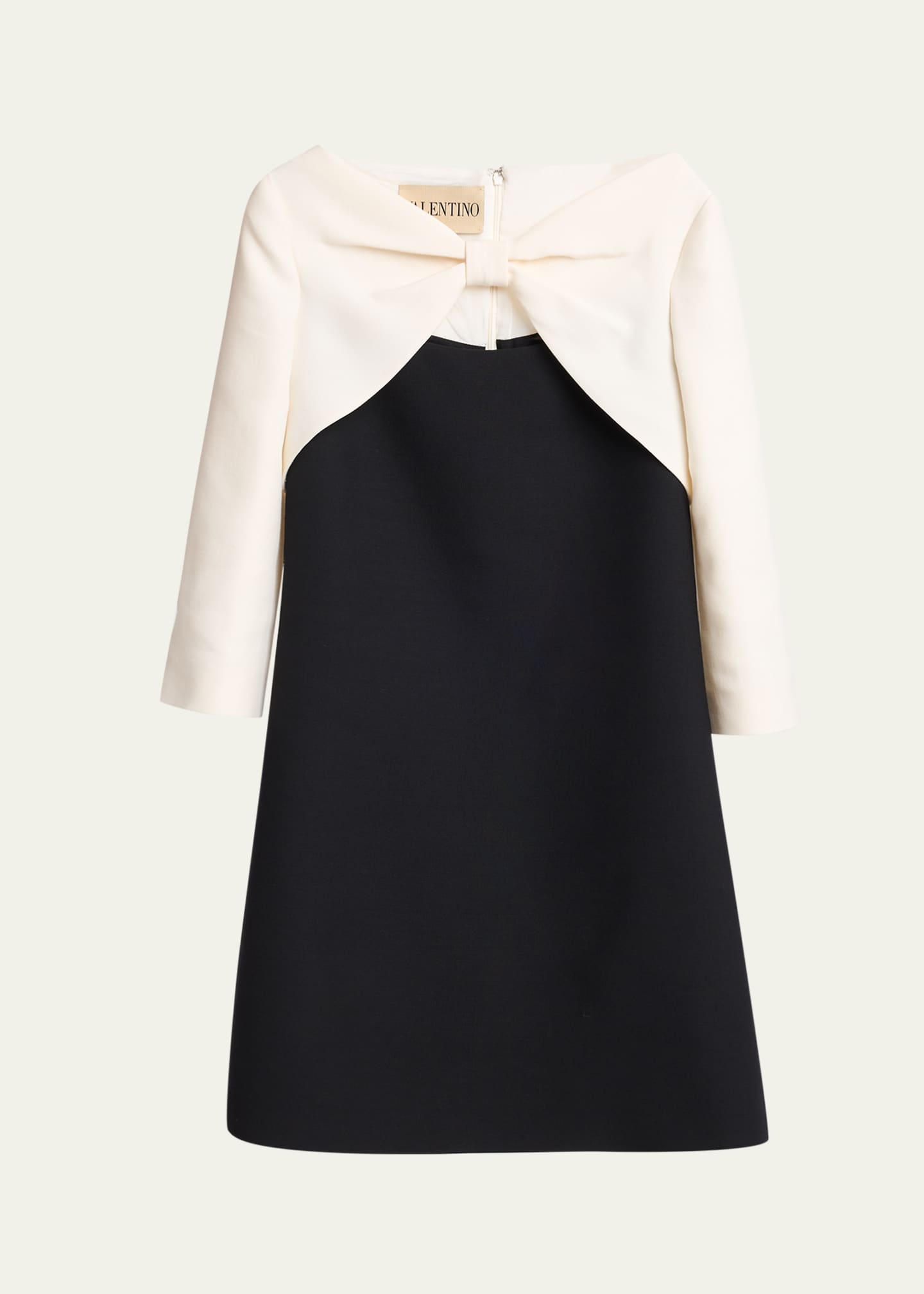 Valentino Garavani Colorblock Bow Long-Sleeve Mini Dress - Bergdorf Goodman