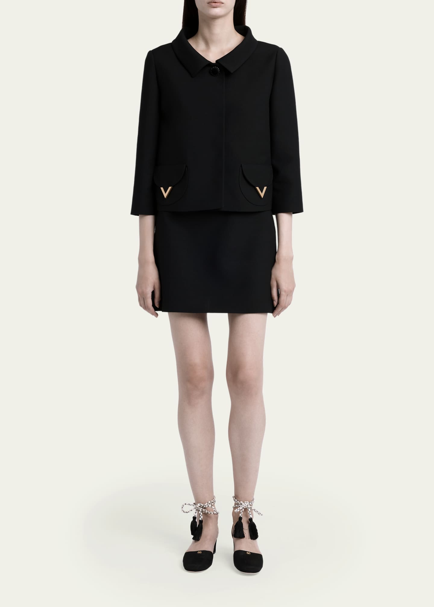 Valentino Garavani V-Logo Wool Crepe Mini Skirt - Bergdorf Goodman