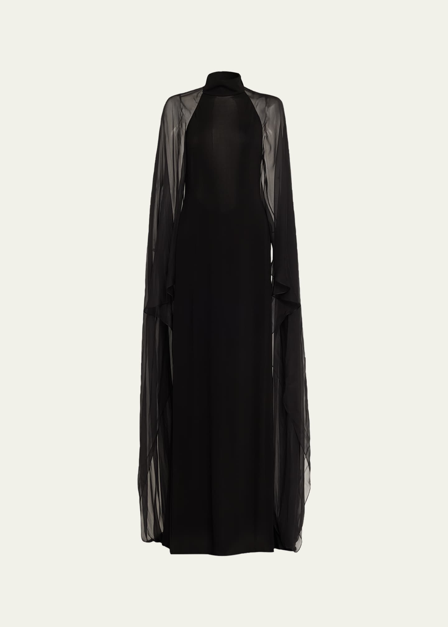 Ralph Lauren Collection Tilly Cape-Sleeve Jersey Backless Gown ...