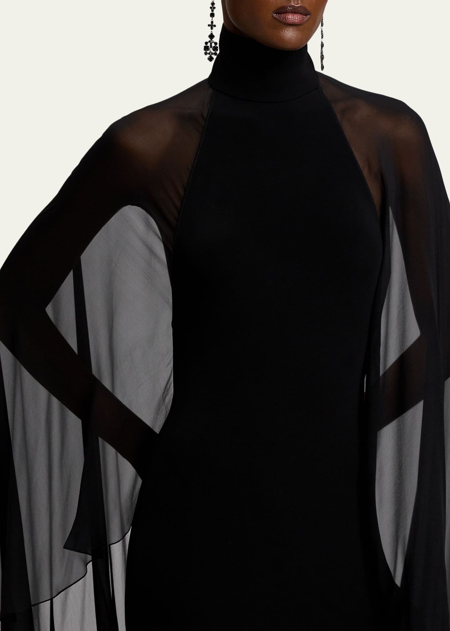 Ralph Lauren Collection Tilly Cape-Sleeve Jersey Backless Gown ...