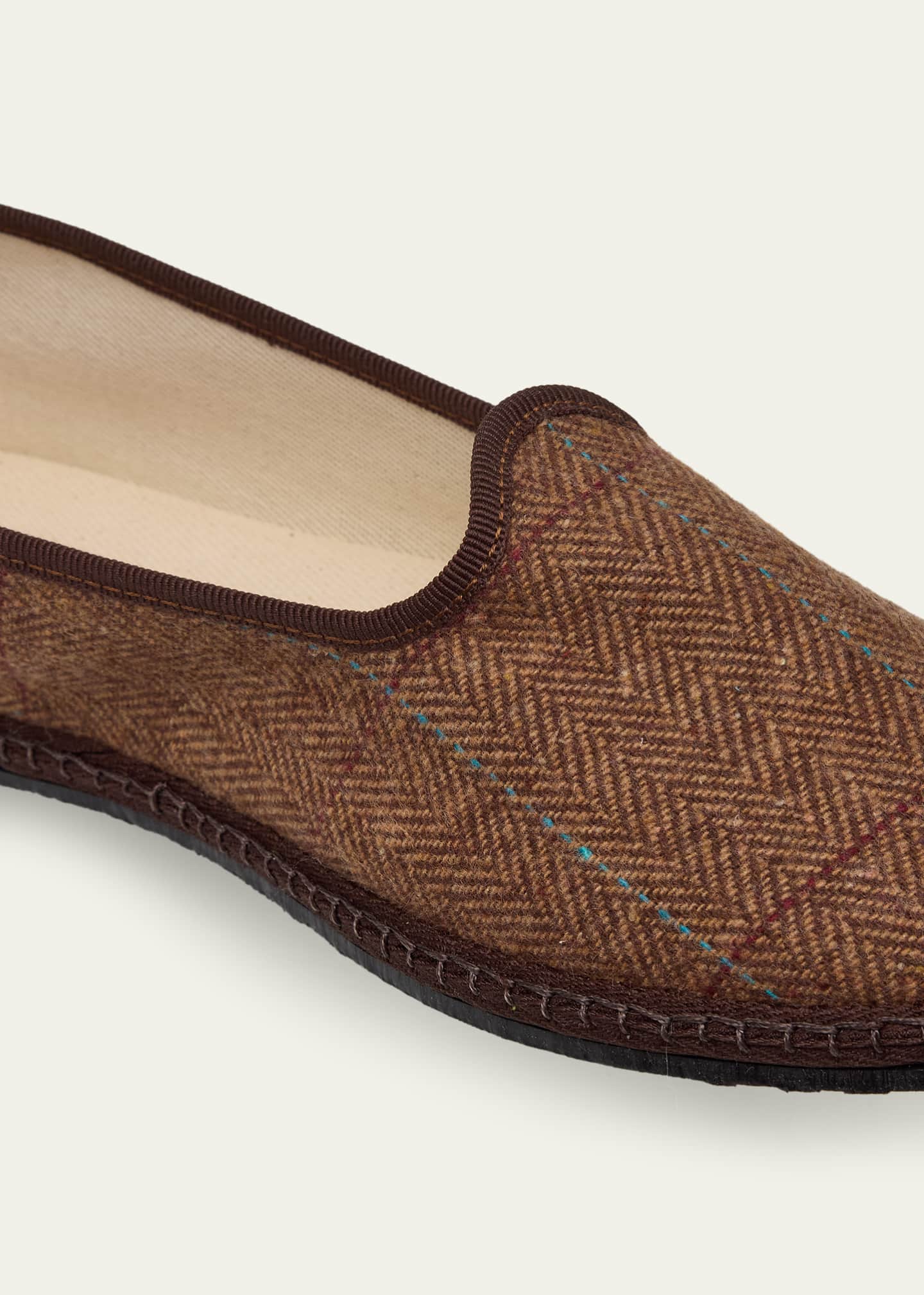 Vibi Venezia Furlana Herringbone Wool-Blend Slippers - Bergdorf Goodman