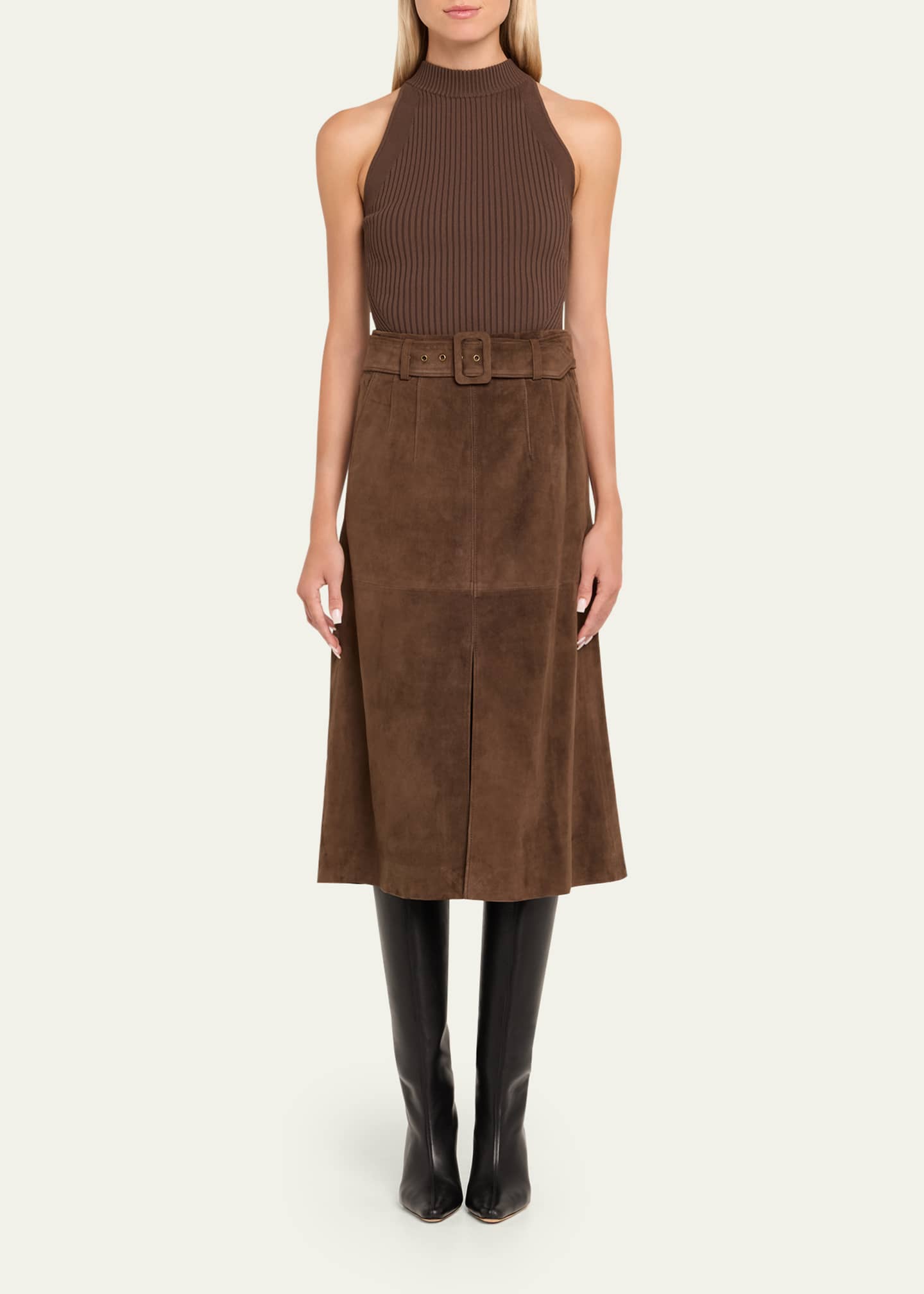 Veronica Beard Alexie Suede Midi Skirt - Bergdorf Goodman