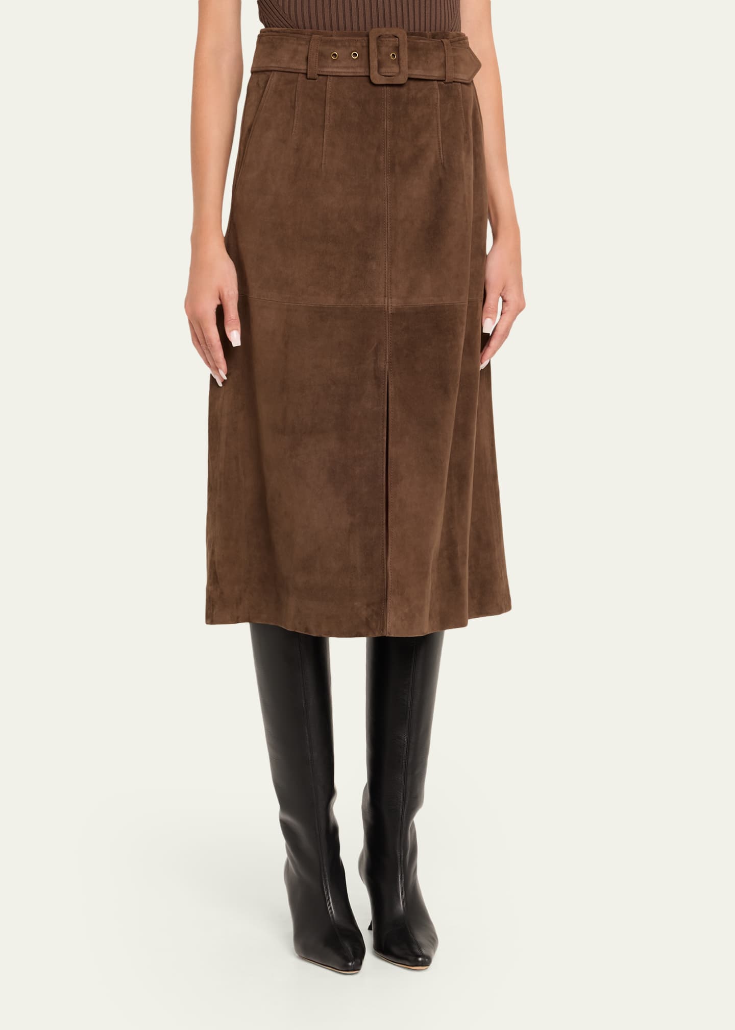 Veronica Beard Alexie Suede Midi Skirt - Bergdorf Goodman