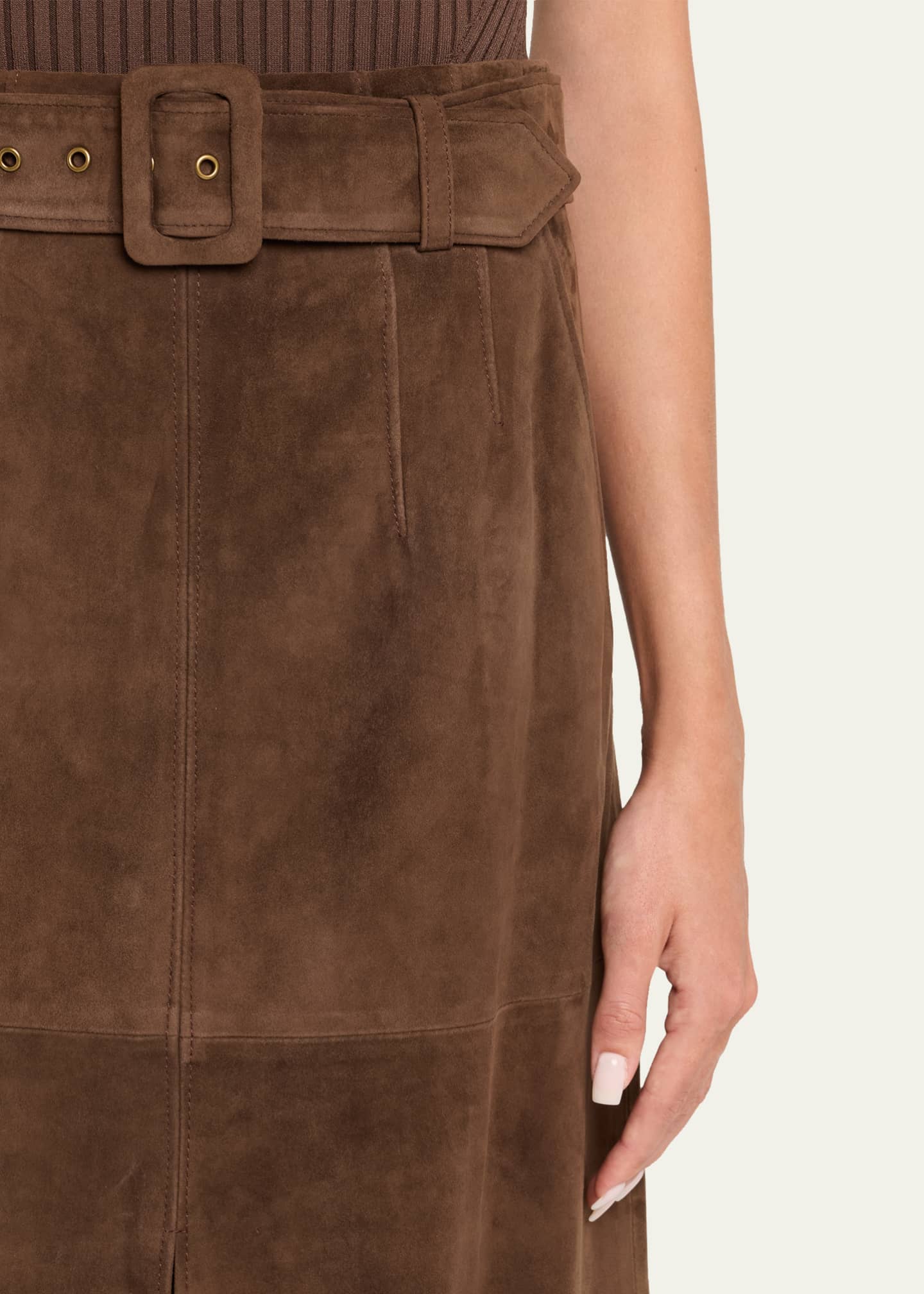 Veronica Beard Alexie Suede Midi Skirt - Bergdorf Goodman