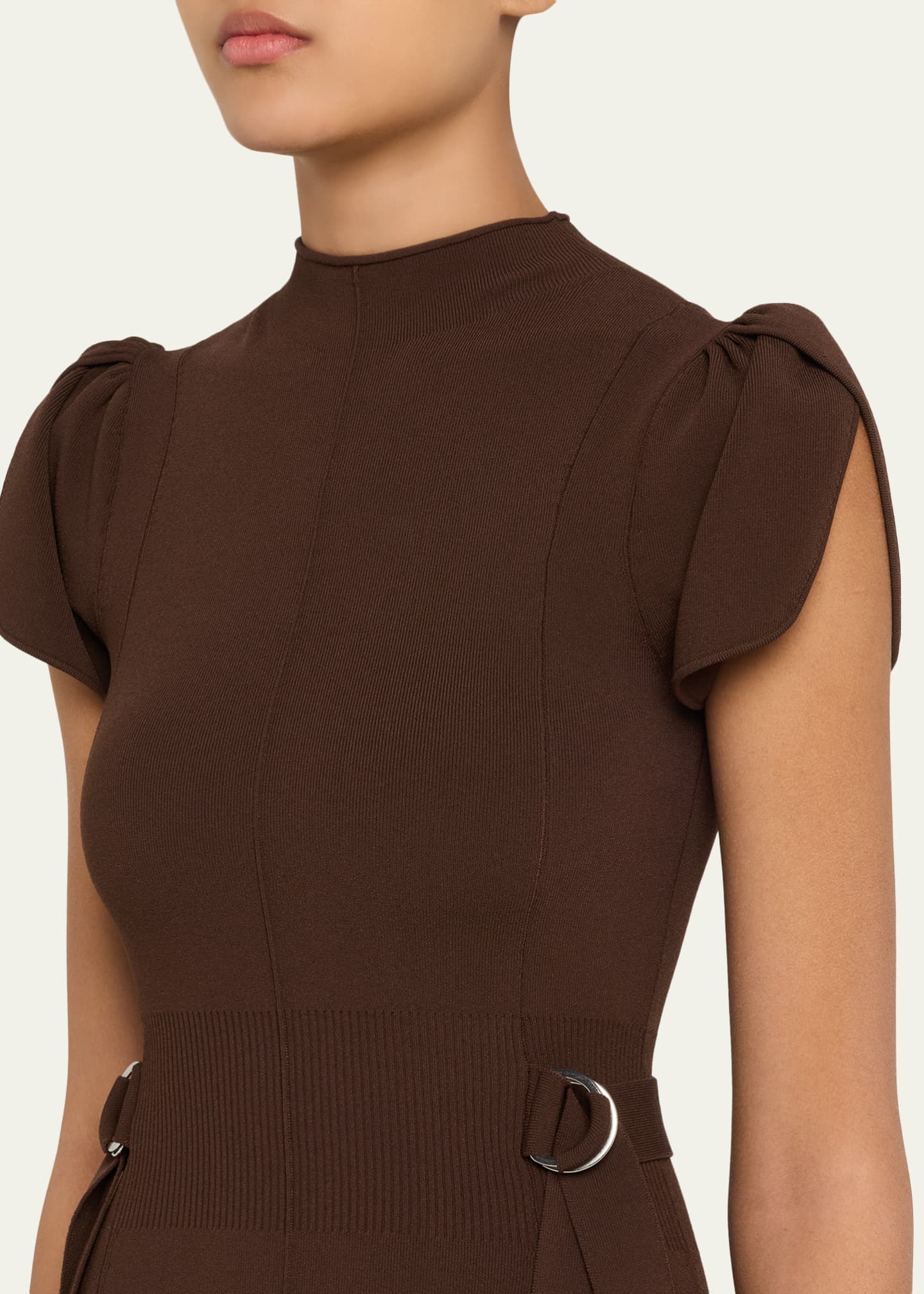 3.1 Phillip Lim Tulip-Sleeve Compact Rib Midi Dress - Bergdorf Goodman