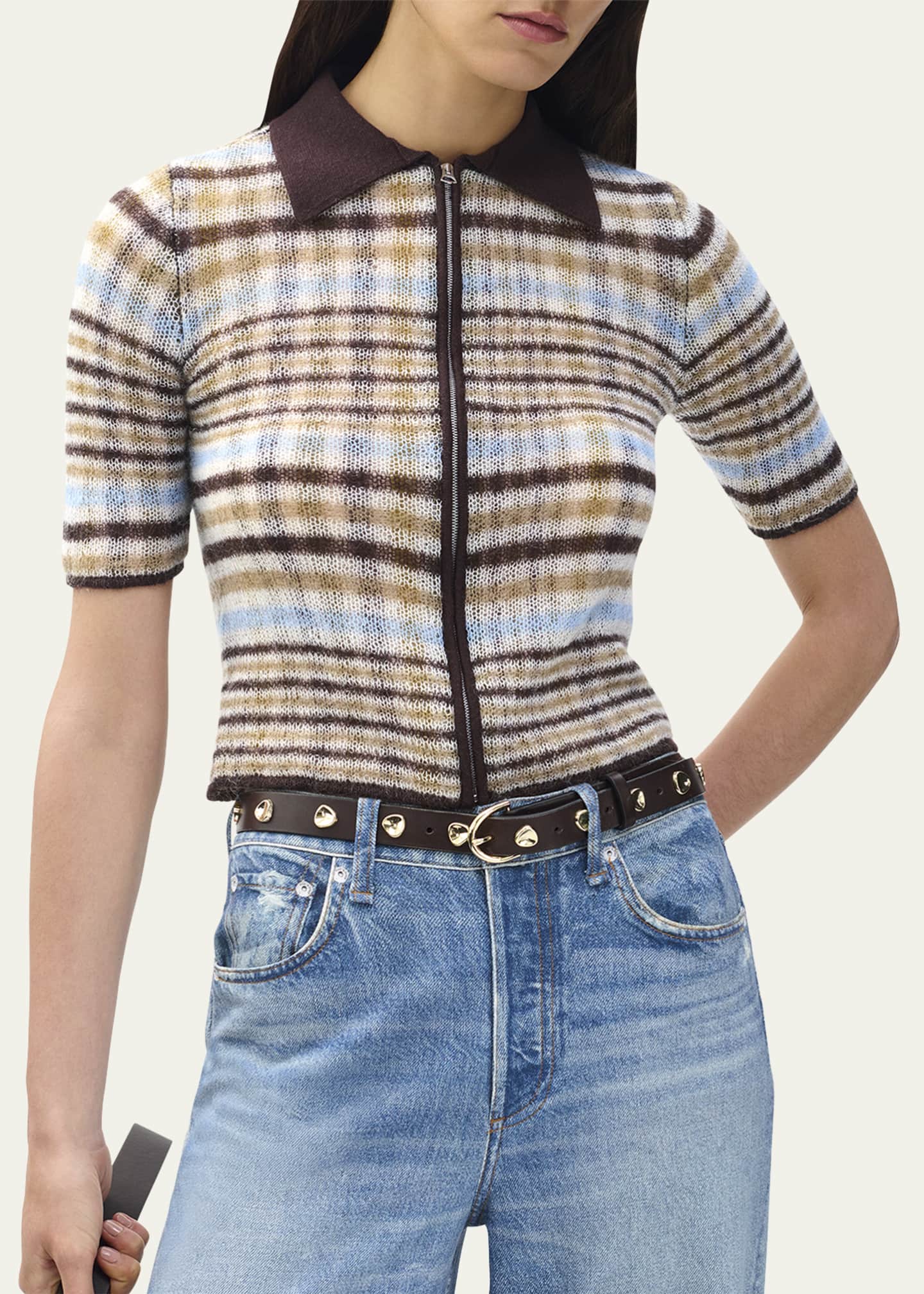 Rag & Bone Leva Short-Sleeve Zip Polo - Bergdorf Goodman