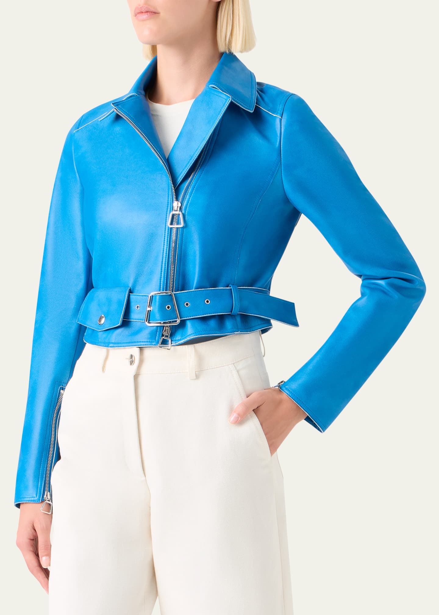 Akris Avril Cropped Nappa Leather Jacket - Bergdorf Goodman