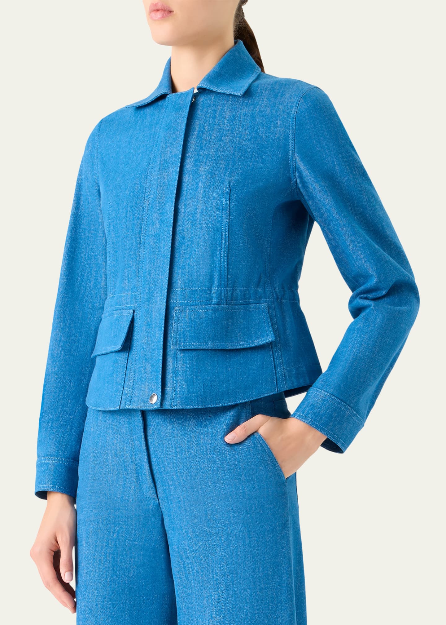 Akris Hugh Stretch Denim Cargo Jacket - Bergdorf Goodman