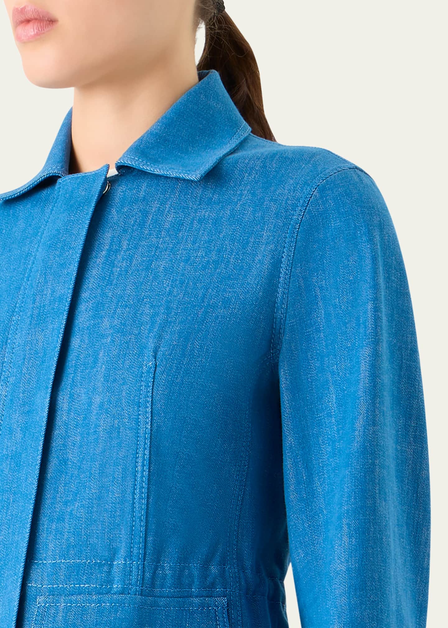 Akris Hugh Stretch Denim Cargo Jacket - Bergdorf Goodman