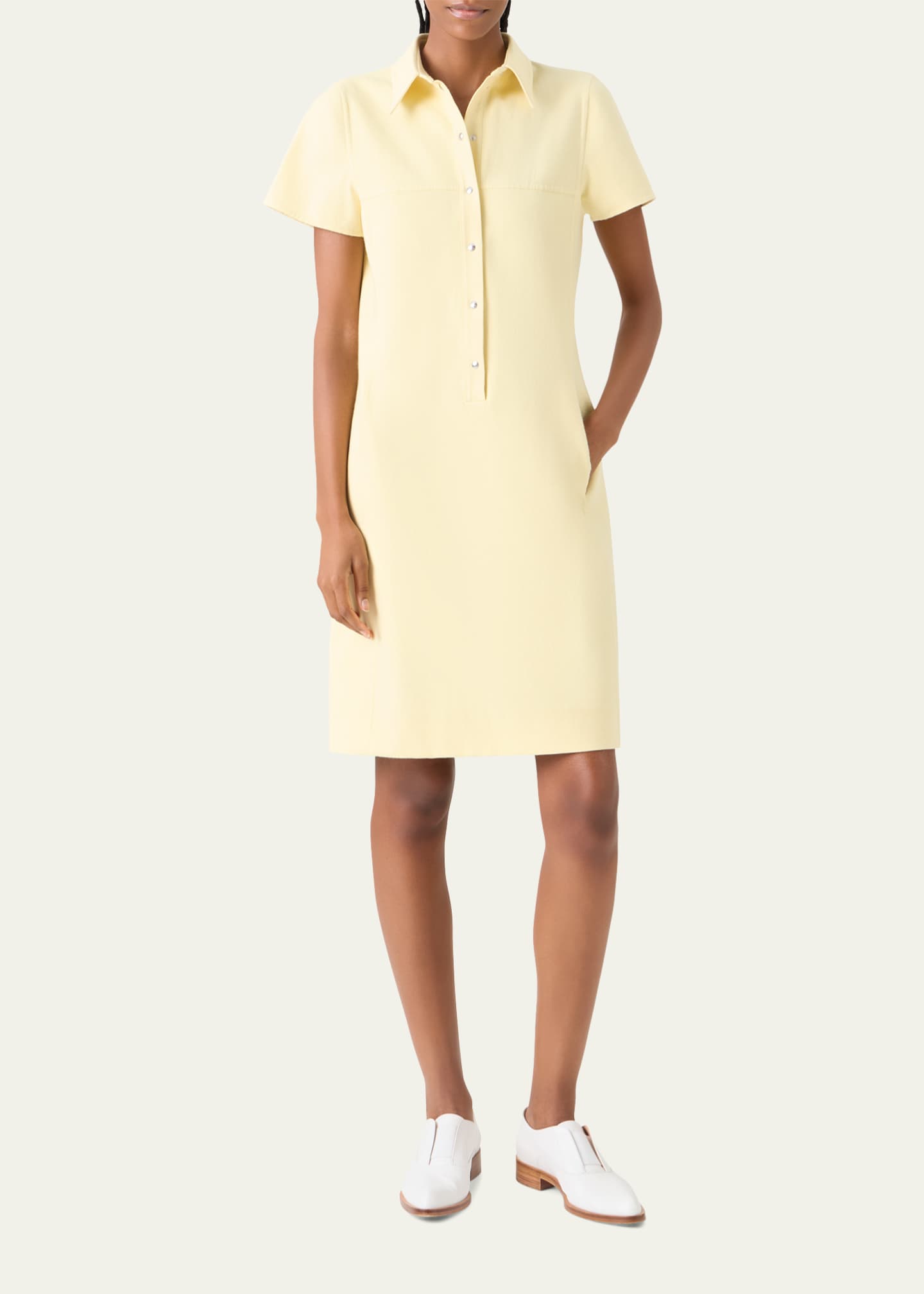 Akris Short-Sleeve Cotton-Silk Polo Dress - Bergdorf Goodman