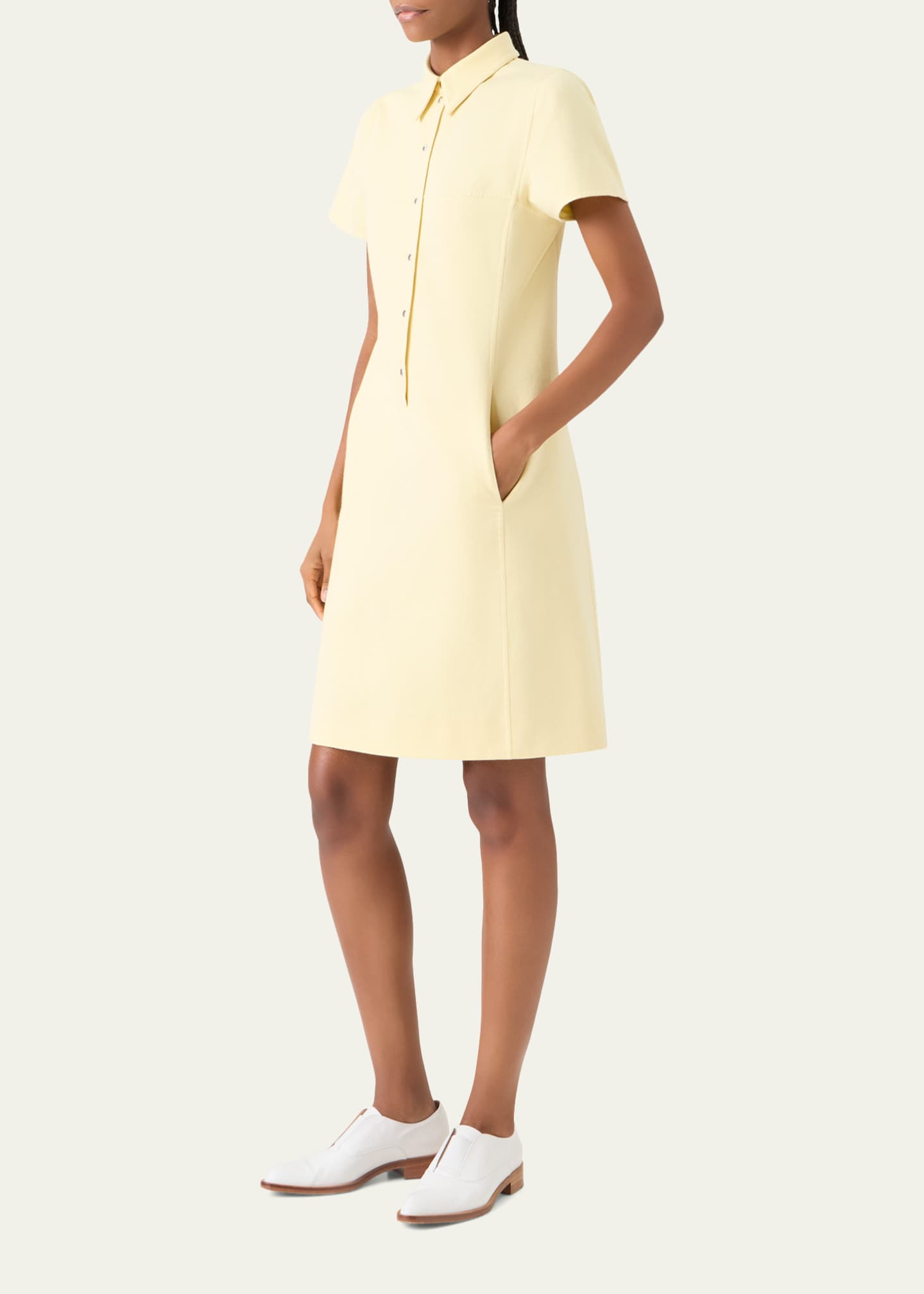 Akris Short-Sleeve Cotton-Silk Polo Dress - Bergdorf Goodman