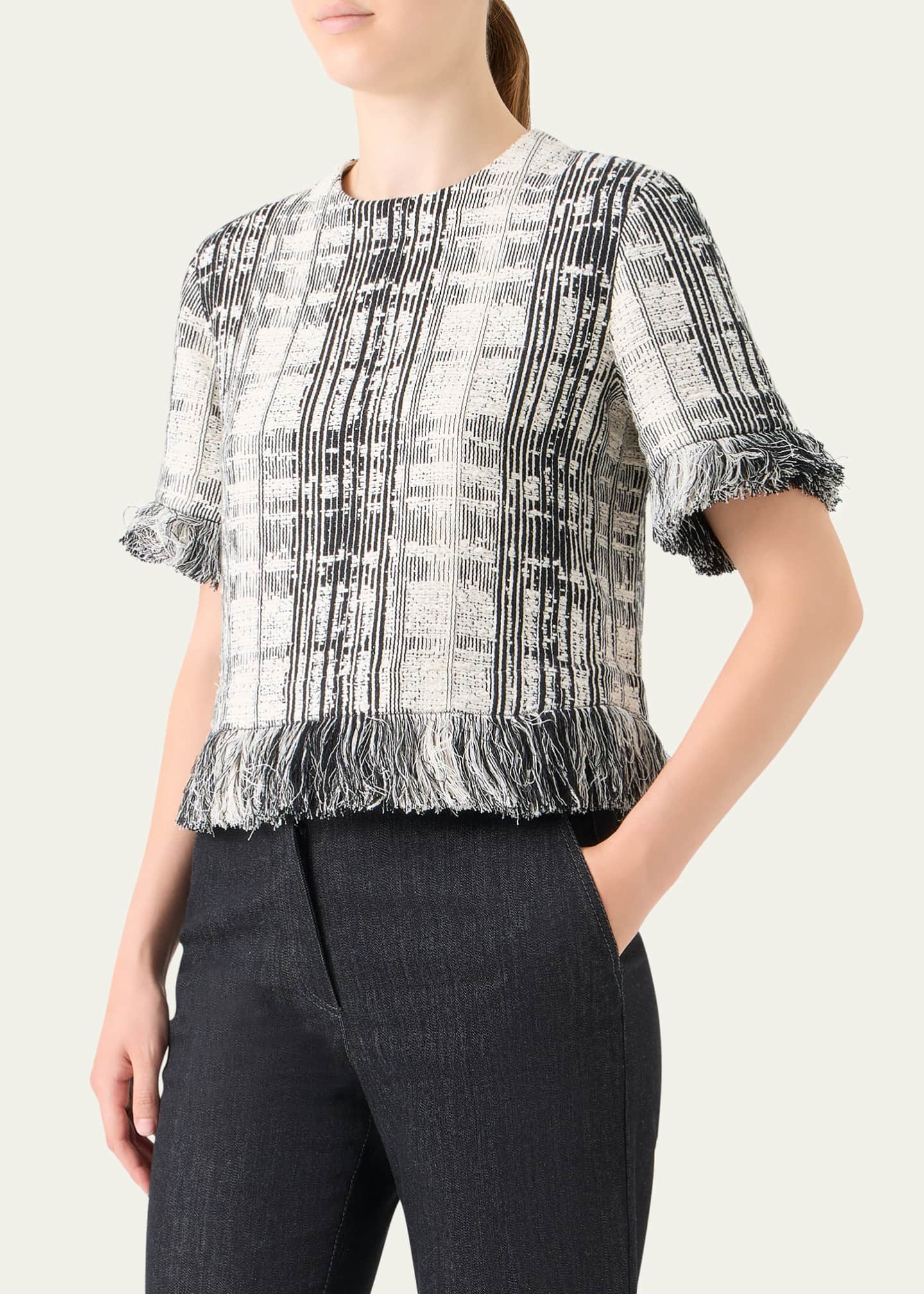 Akris punto Raw Cotton Tweed Boxy Blouse - Bergdorf Goodman