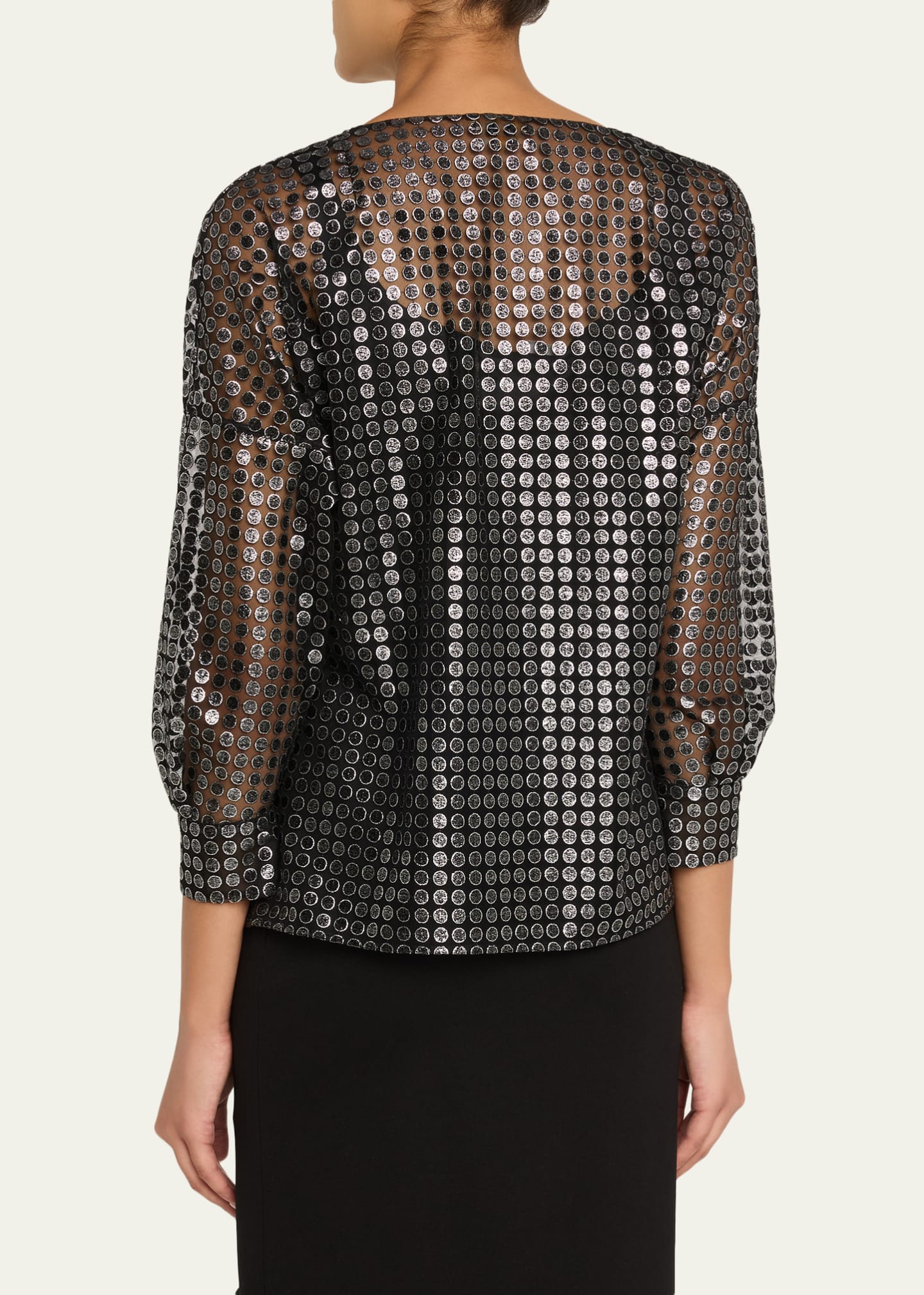 Akris punto Metallic Dot Long-Sleeve Blouse - Bergdorf Goodman