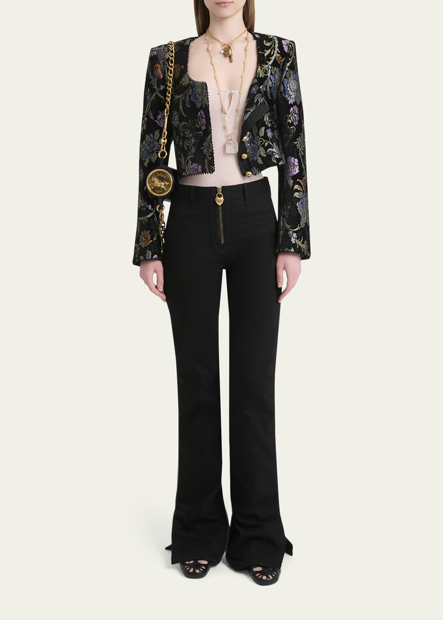 Chloe Floral Brocade Crop Jacket - Bergdorf Goodman