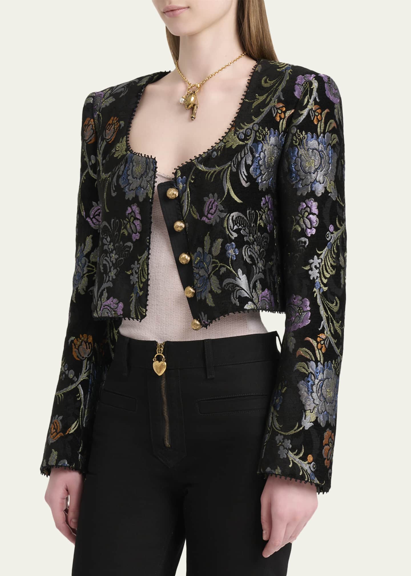 Chloe Floral Brocade Crop Jacket - Bergdorf Goodman