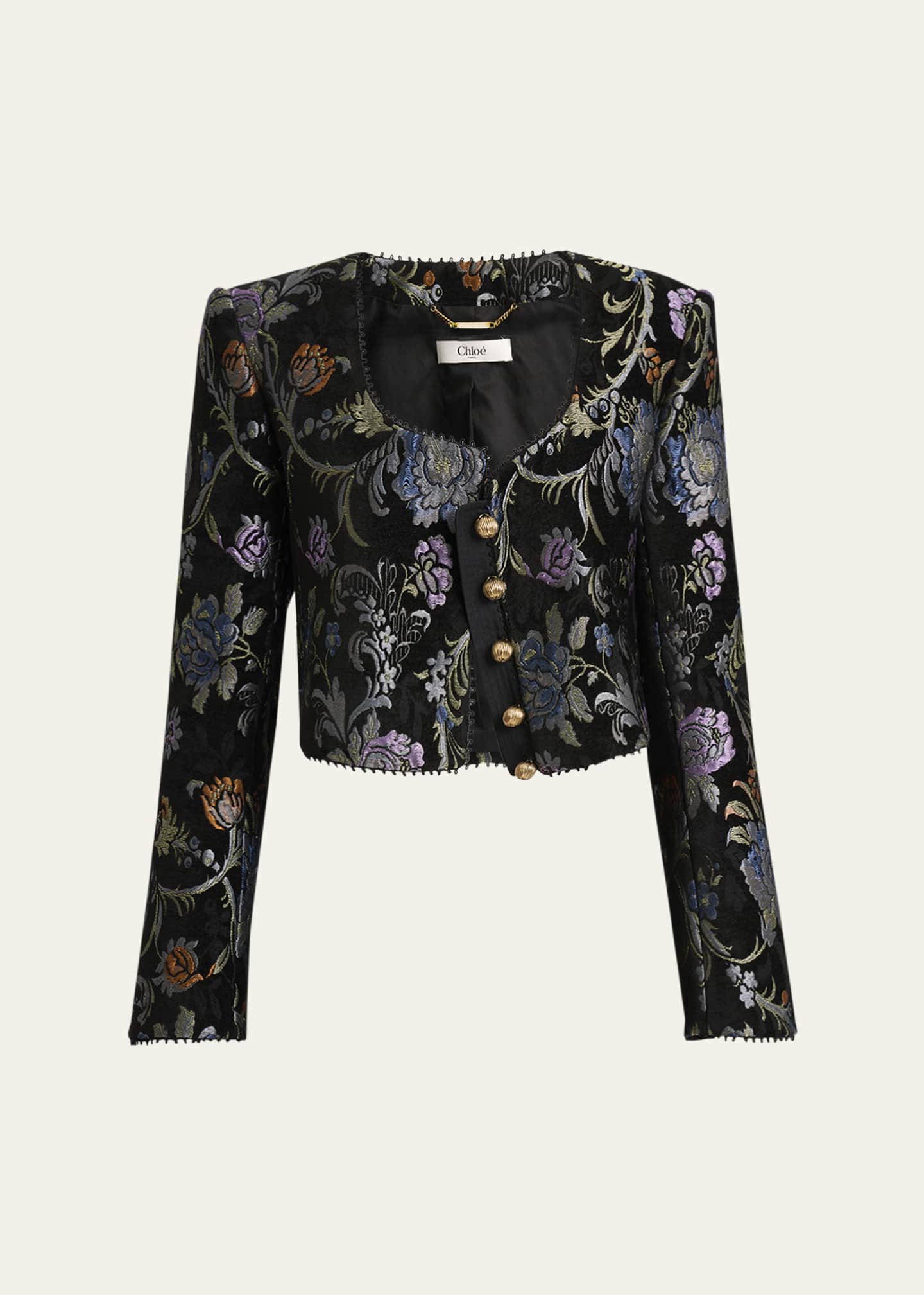 Chloe Floral Brocade Crop Jacket - Bergdorf Goodman