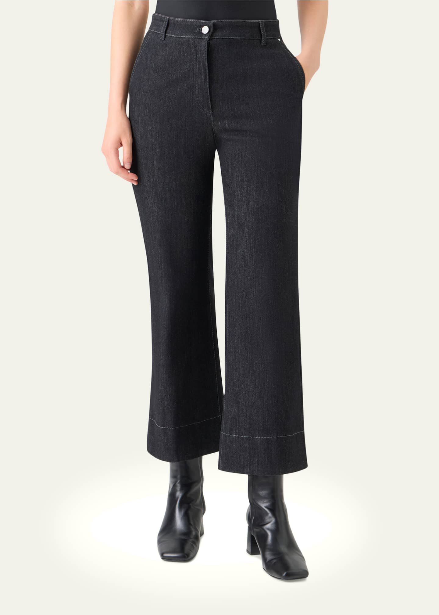 Akris punto Cecily Bootcut Crop Denim Pants - Bergdorf Goodman