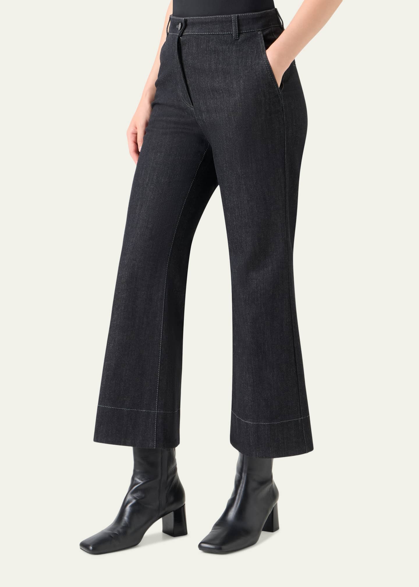 Akris punto Cecily Bootcut Crop Denim Pants - Bergdorf Goodman