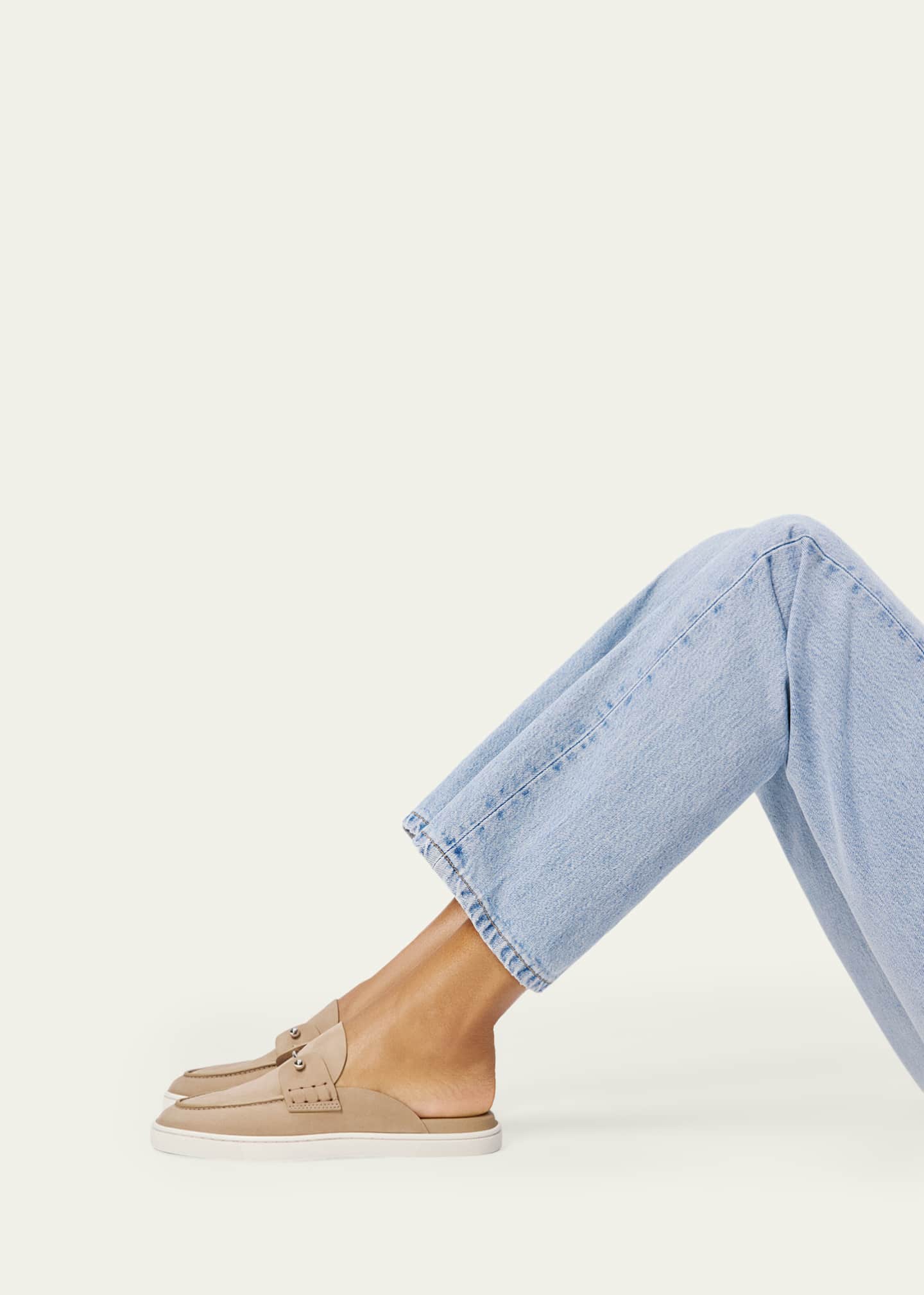 Christian Louboutin Donna Nubuck Leather Boat Shoe Mules - Bergdorf Goodman