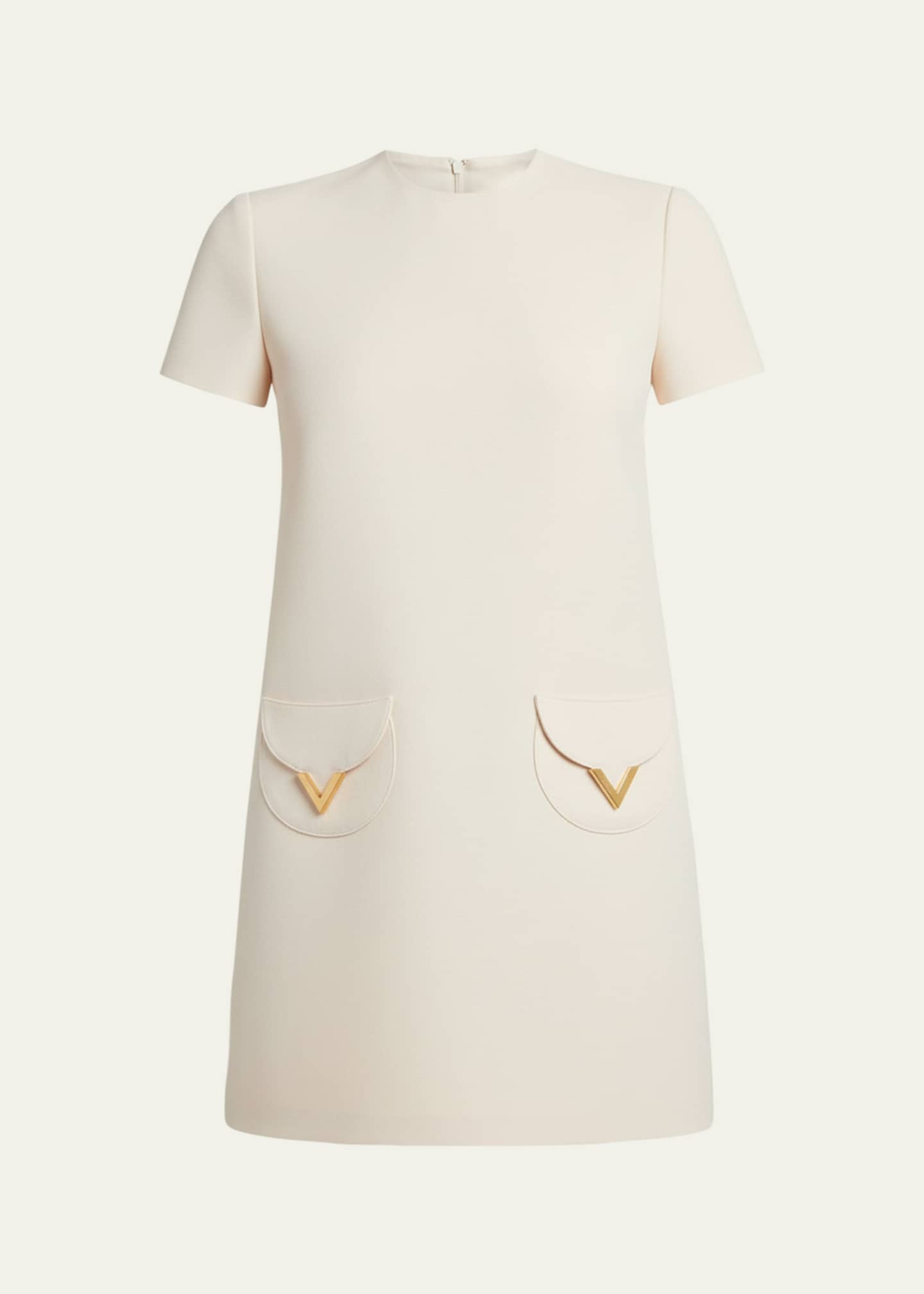 Valentino Garavani V-Logo Pocket Short-Sleeve Crepe Mini Dress ...