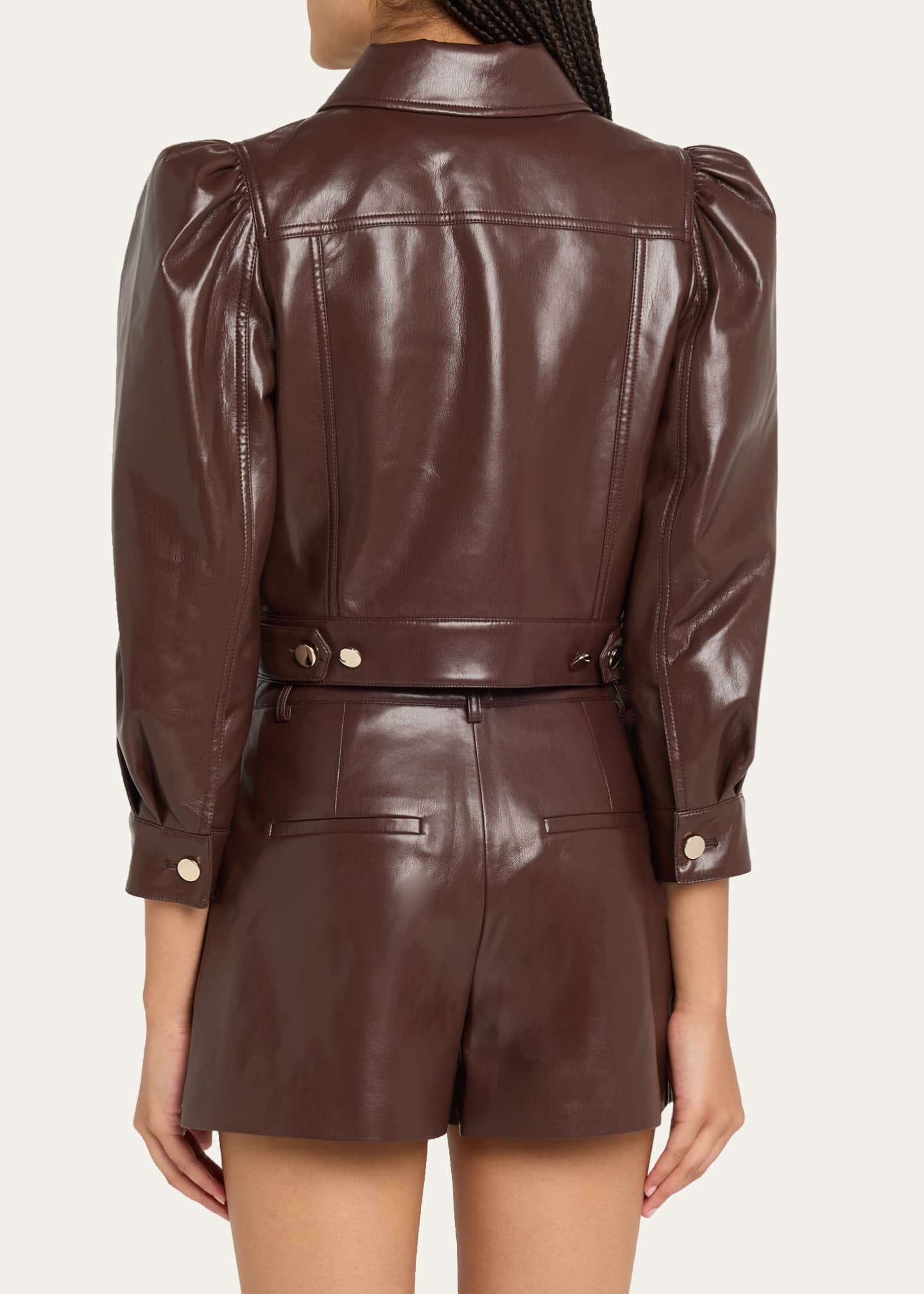 Alice + Olivia Lana Vegan Leather Puff-Shoulder Jacket - Bergdorf Goodman