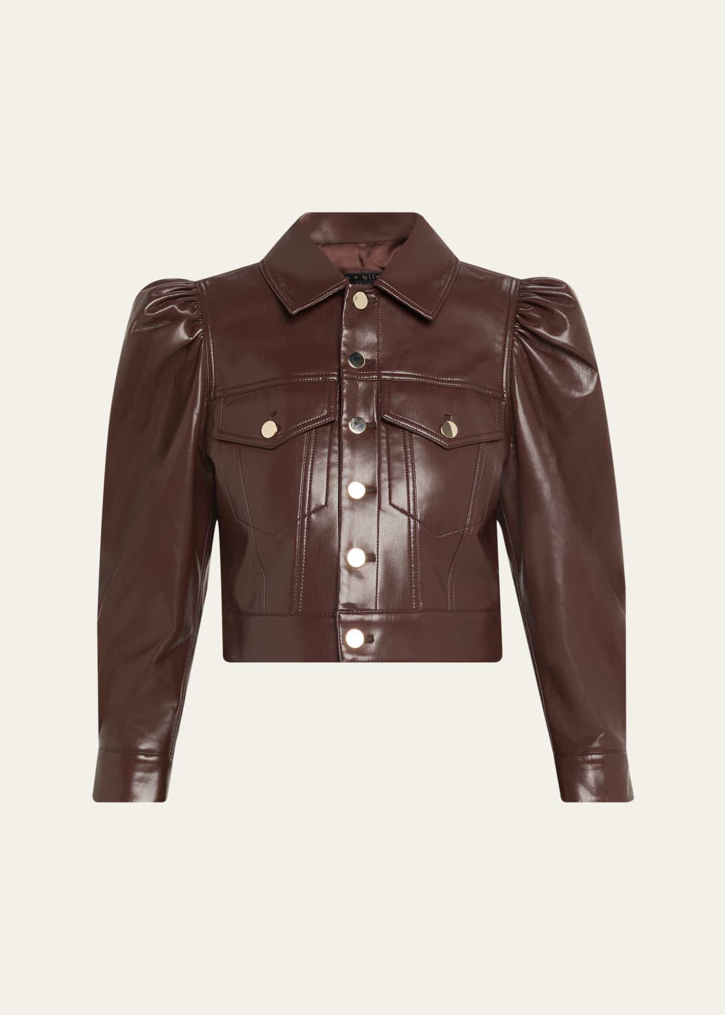 Alice + Olivia Lana Vegan Leather Puff-Shoulder Jacket - Bergdorf Goodman
