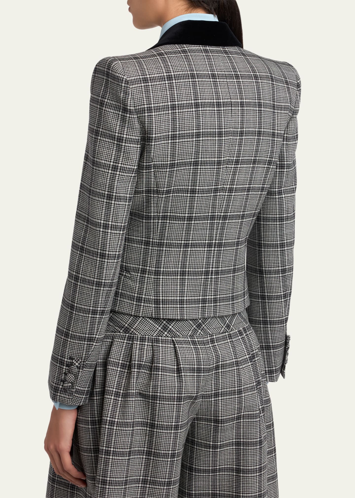 Valentino Garavani Velvet-Trim Check Double-Breasted Jacket - Bergdorf ...