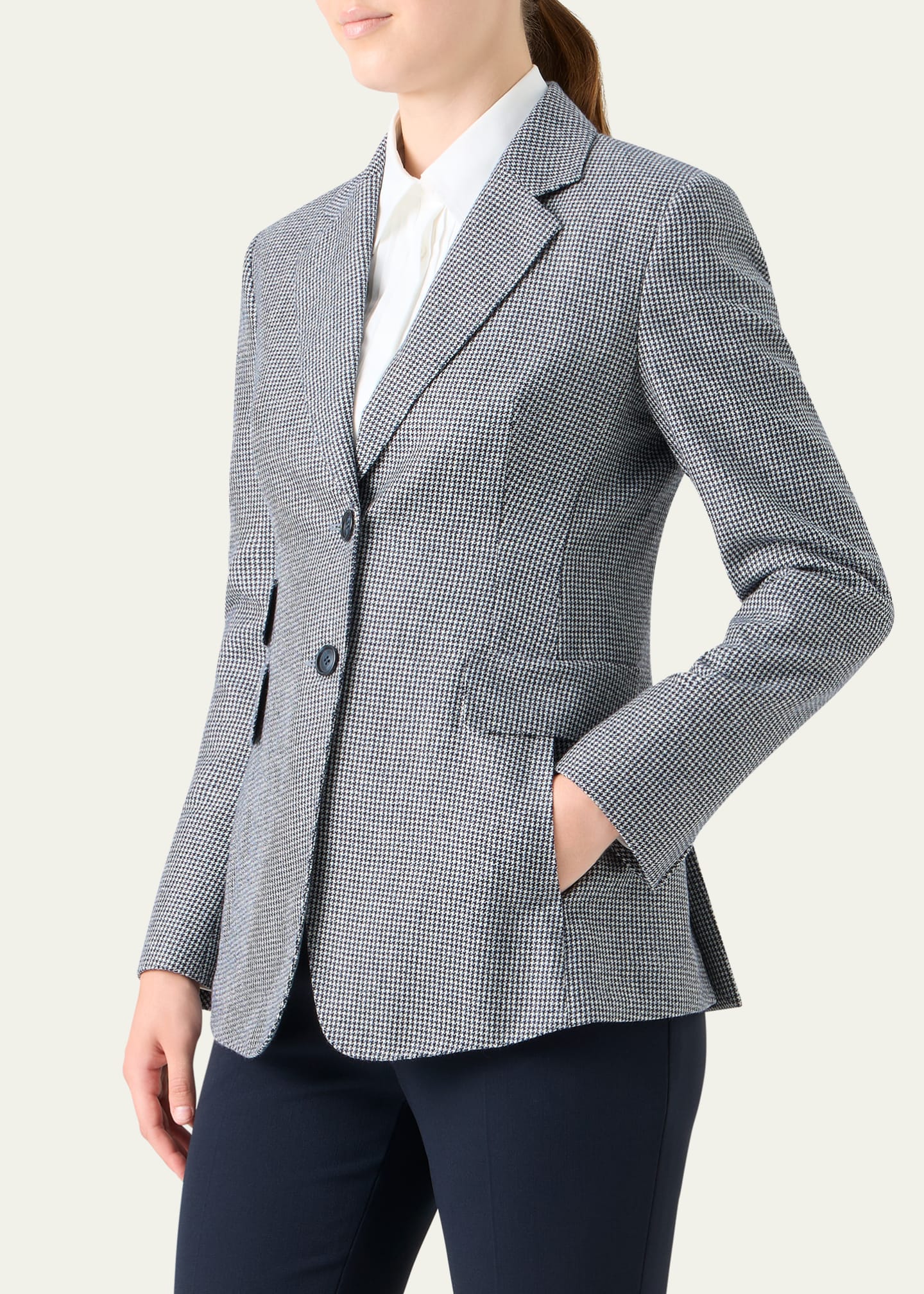 Akris Arie Cashmere Pepita Houndstooth Single-Breasted Jacket ...