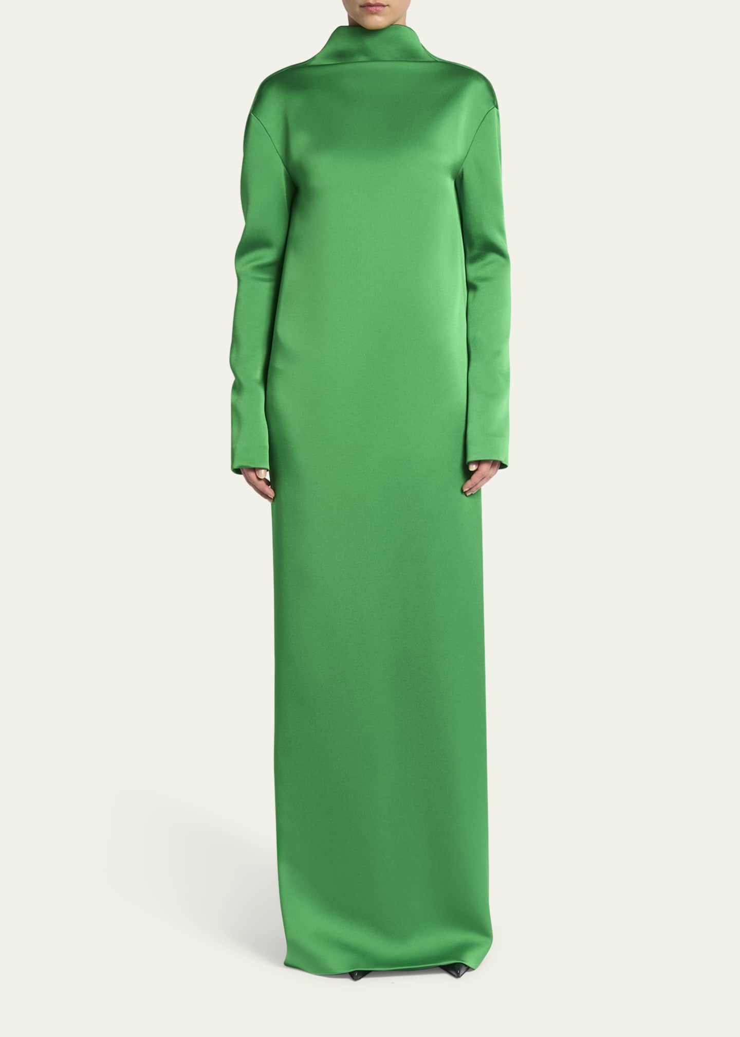 TOM FORD Mock-Neck Long-Sleeve Crepe Gown - Bergdorf Goodman
