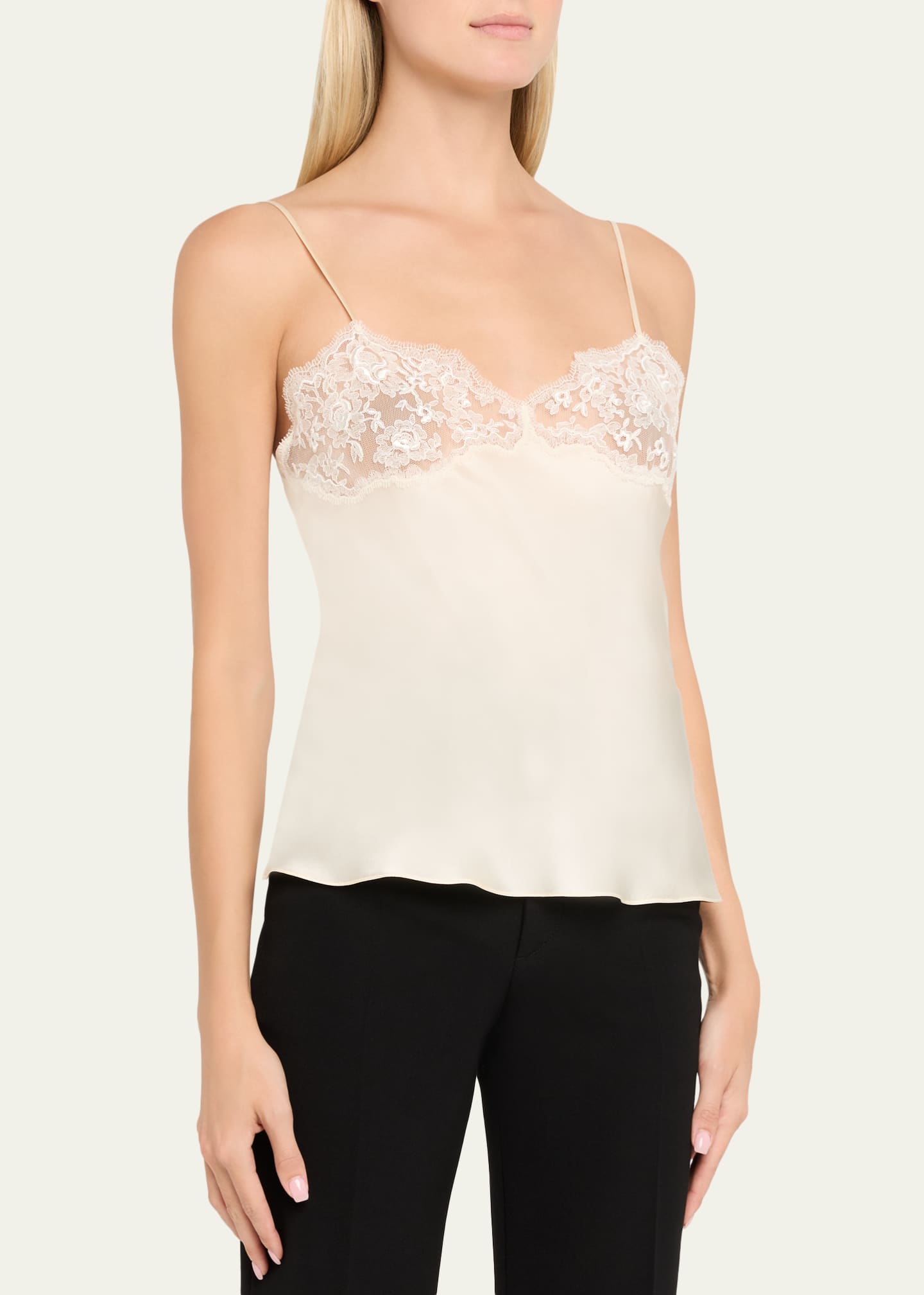 Chloe Lace-Trim Silk Cami Top - Bergdorf Goodman
