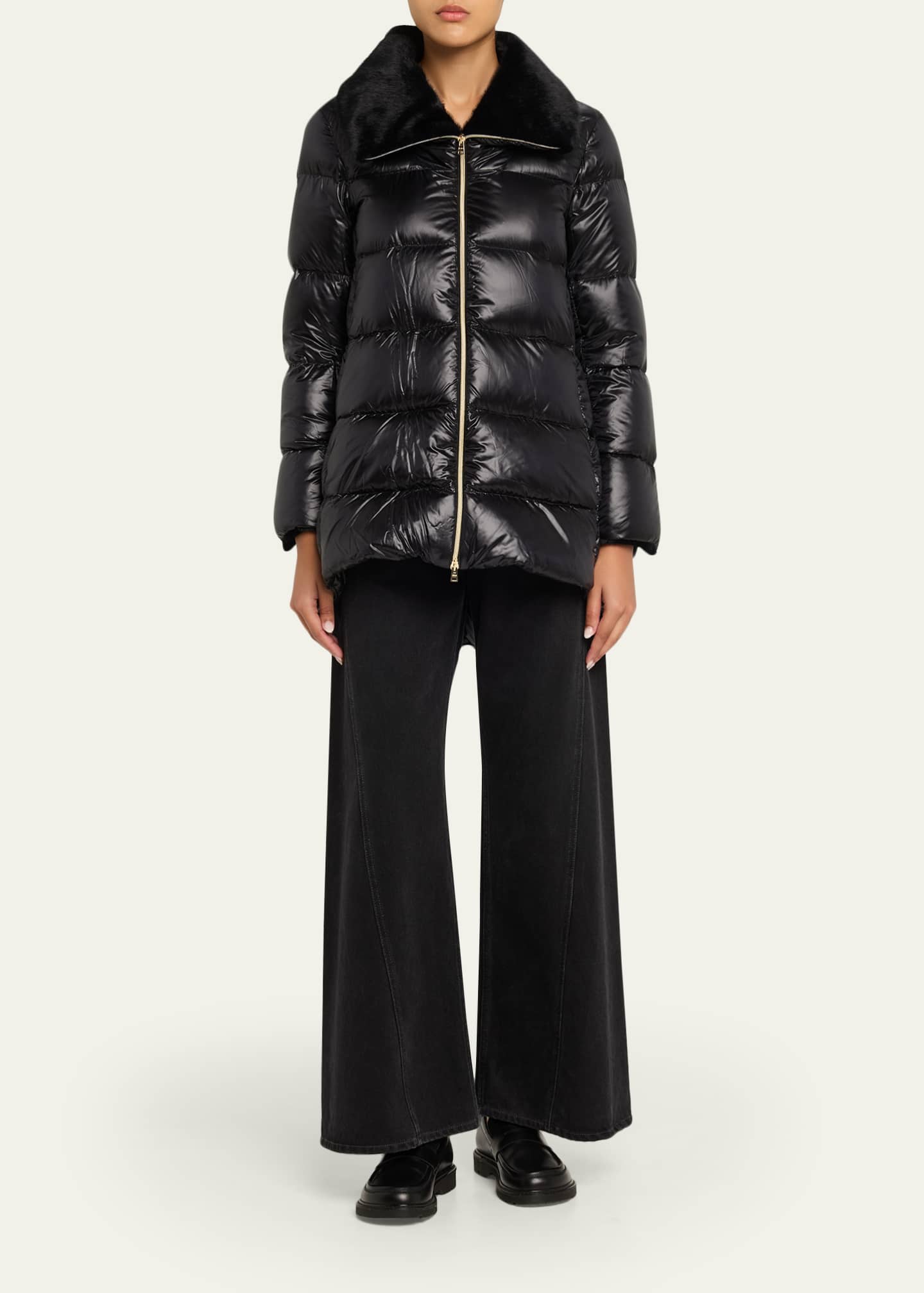 Herno Ultralight Nylon Down Jacket with Alternative Fur - Bergdorf Goodman
