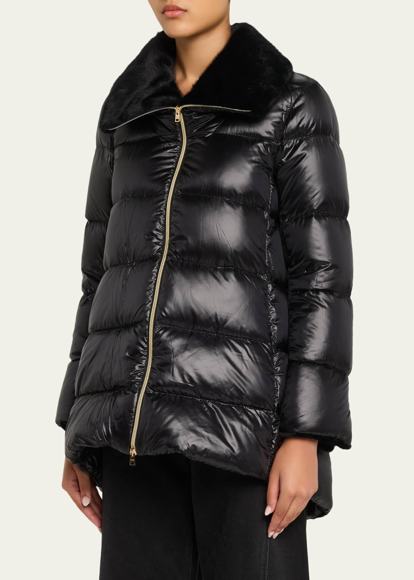 Herno Ultralight Nylon Down Jacket with Alternative Fur - Bergdorf Goodman