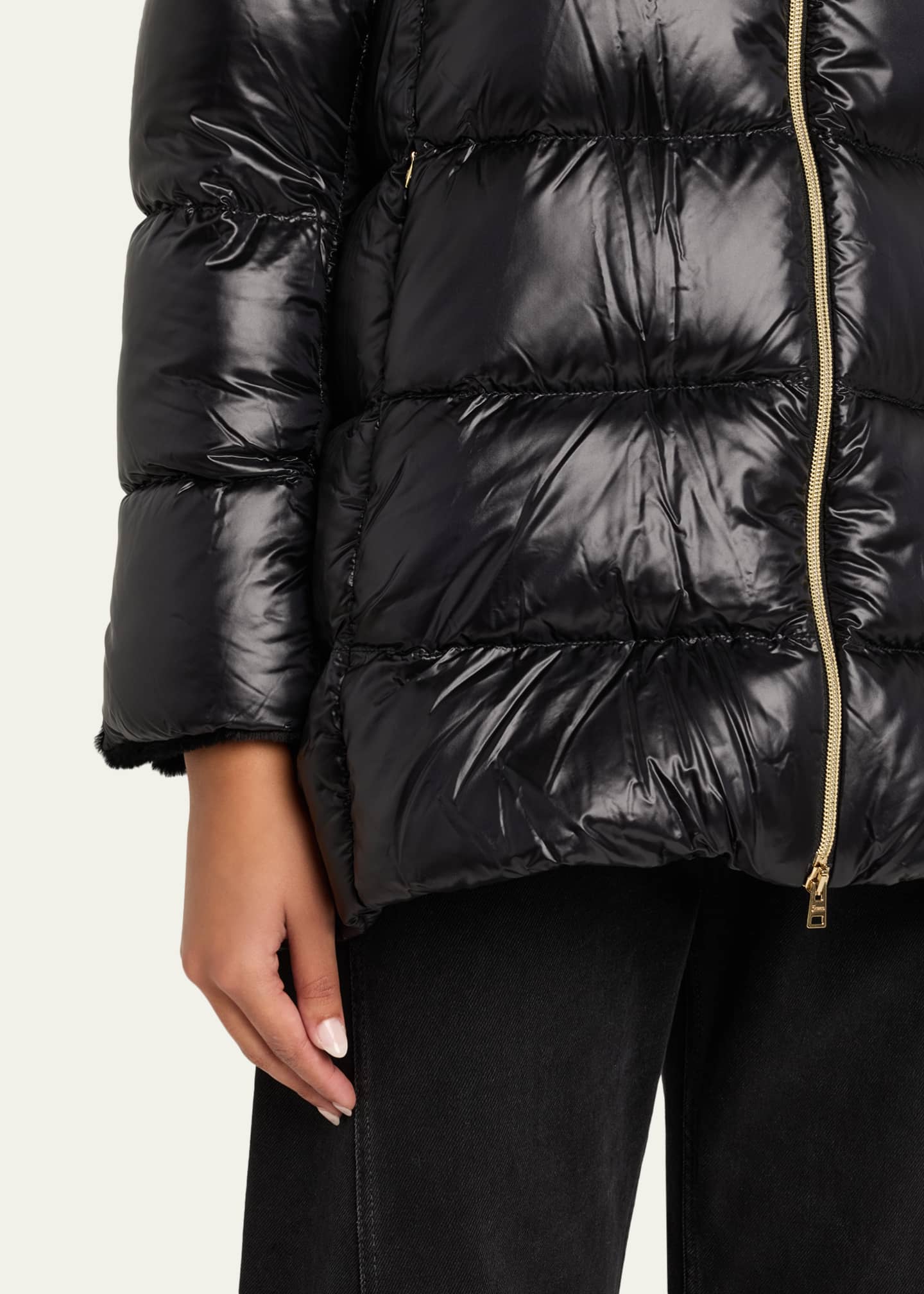 Herno Ultralight Nylon Down Jacket with Alternative Fur - Bergdorf Goodman