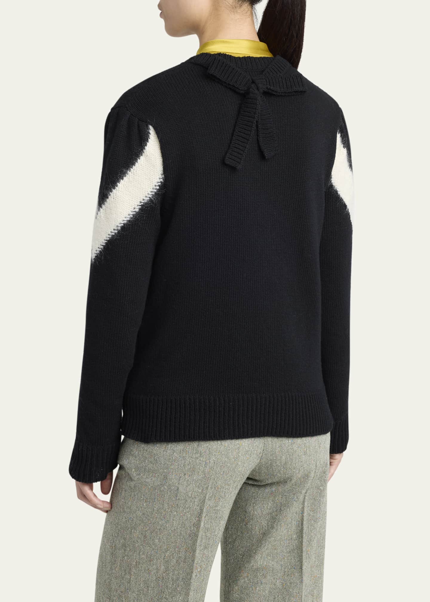Valentino Garavani Zigzag V-Neck Wool Sweater - Bergdorf Goodman