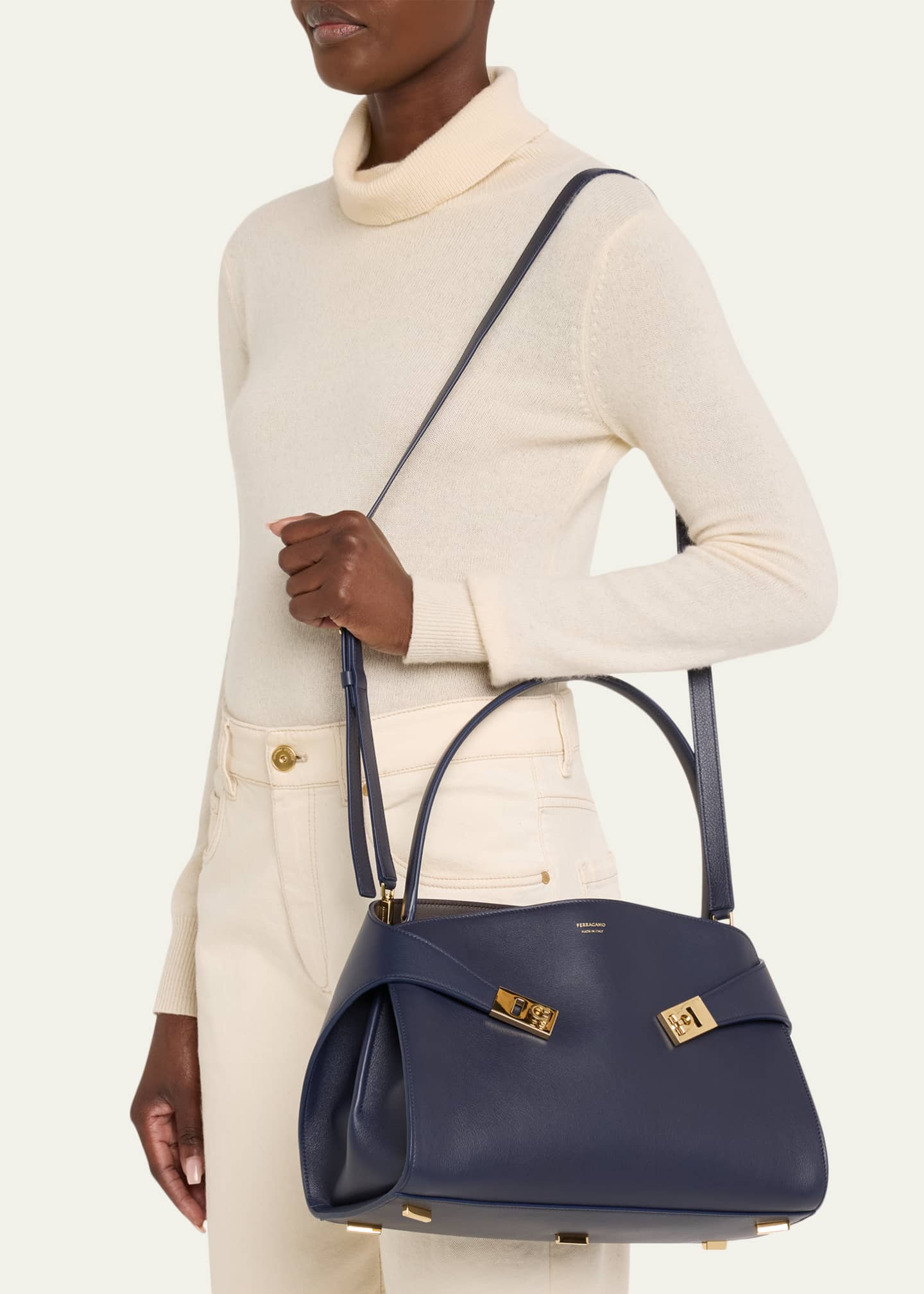 Ferragamo Hug Small Leather Top Handle Bag - Bergdorf Goodman