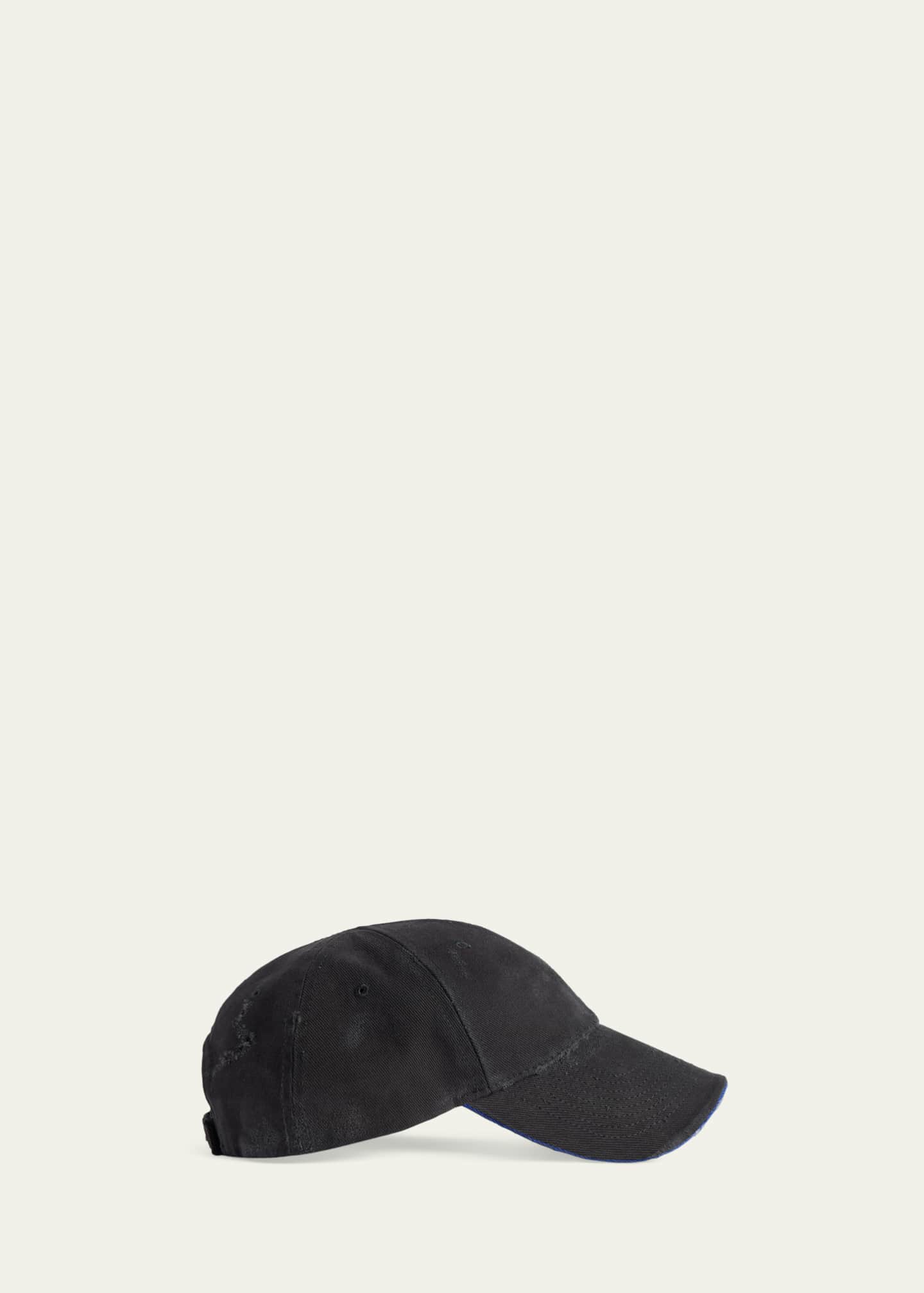 Balenciaga Men's Cotton Drill Distressed Tilted Logo Baseball Cap ...