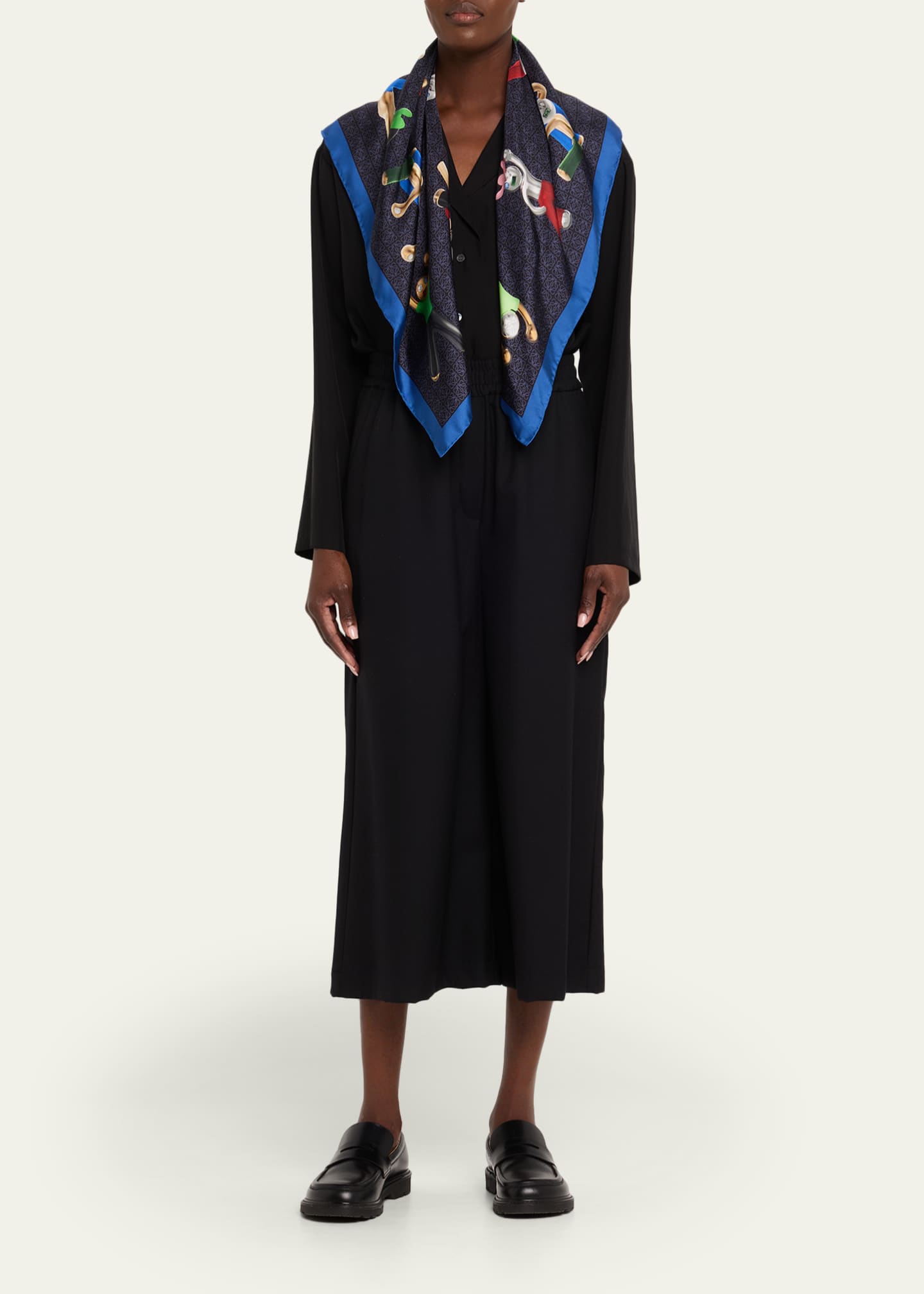 Loewe Acrobat Print Silk Twill Scarf - Bergdorf Goodman