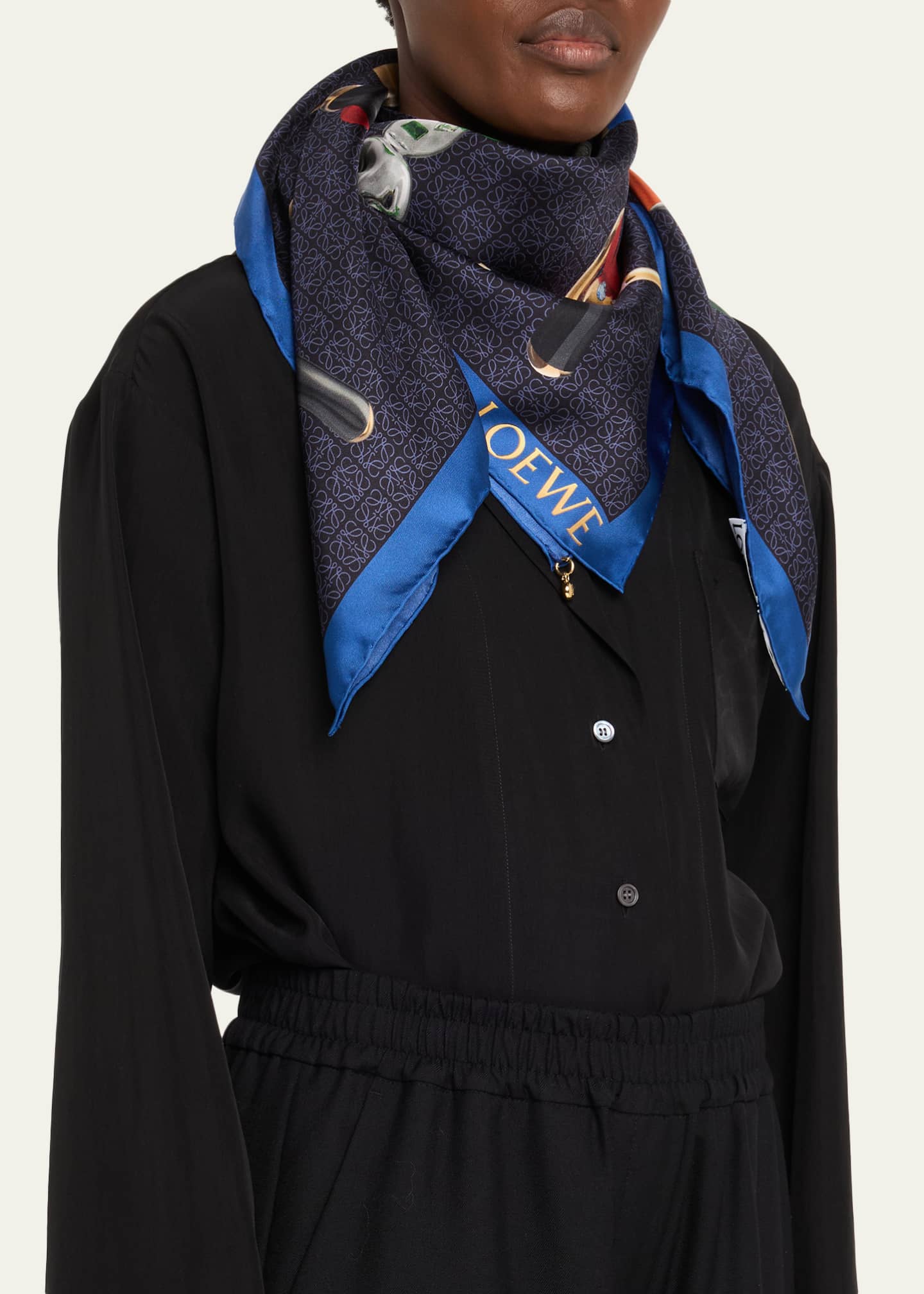 Loewe Acrobat Print Silk Twill Scarf - Bergdorf Goodman