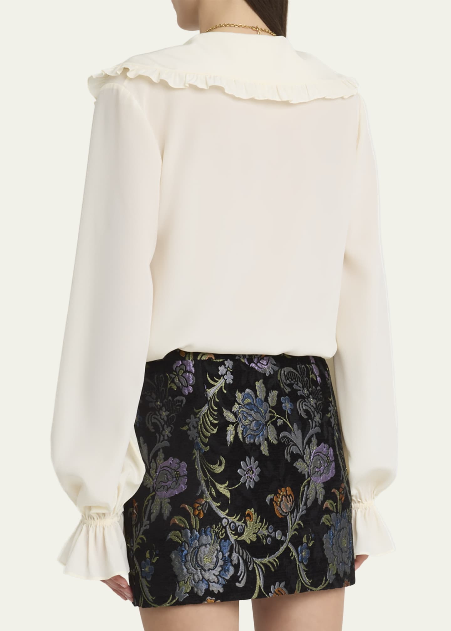 Chloe Bertha-Collar Ruffle Button-Down Silk Blouse - Bergdorf Goodman