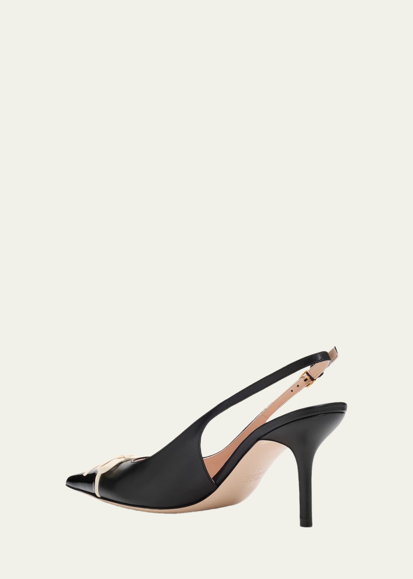 Valentino Garavani 45mm Bepointy Patent Leather and Kidskin Slingback ...
