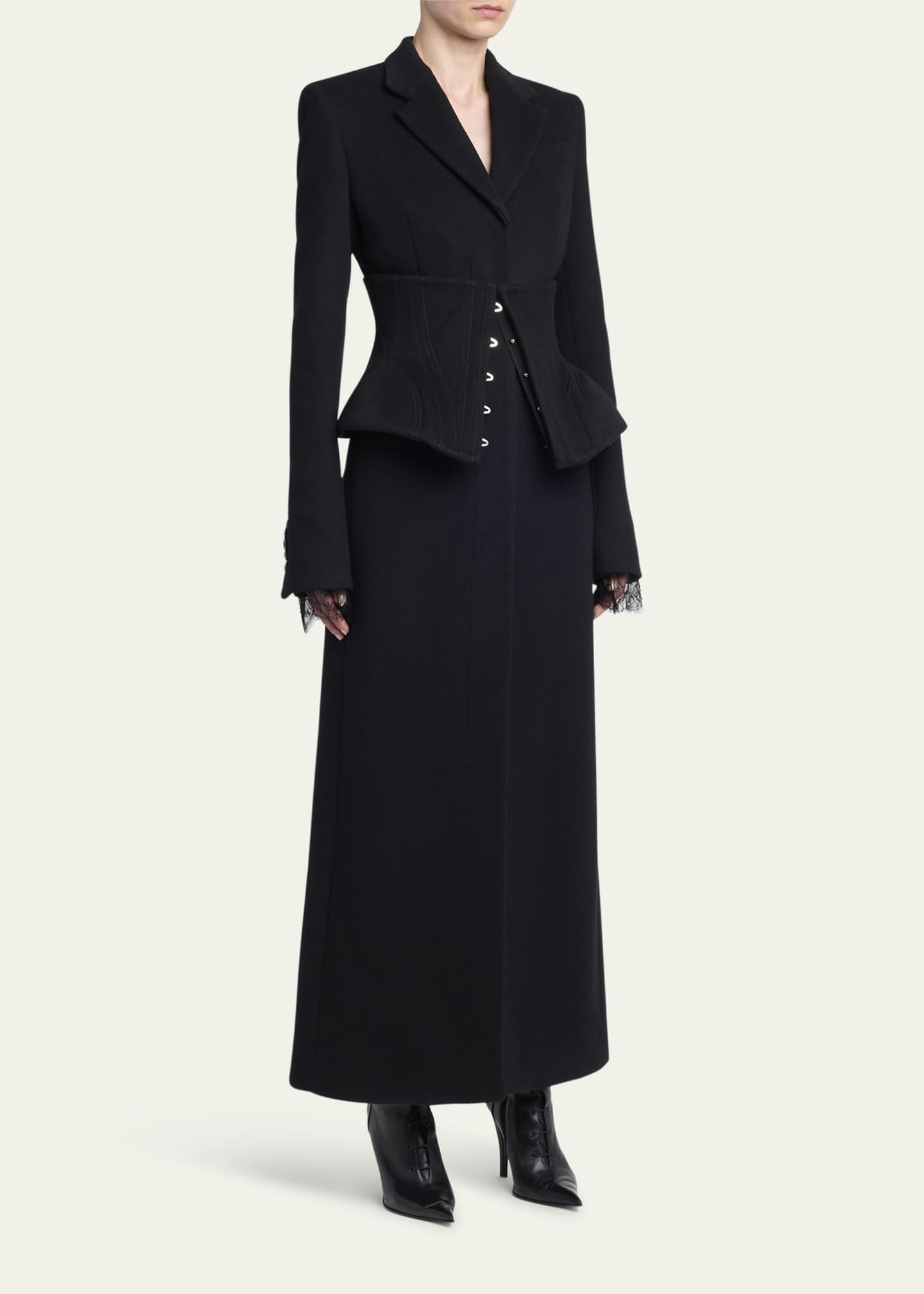 McQueen Long Corset Wool-Cashmere Coat - Bergdorf Goodman