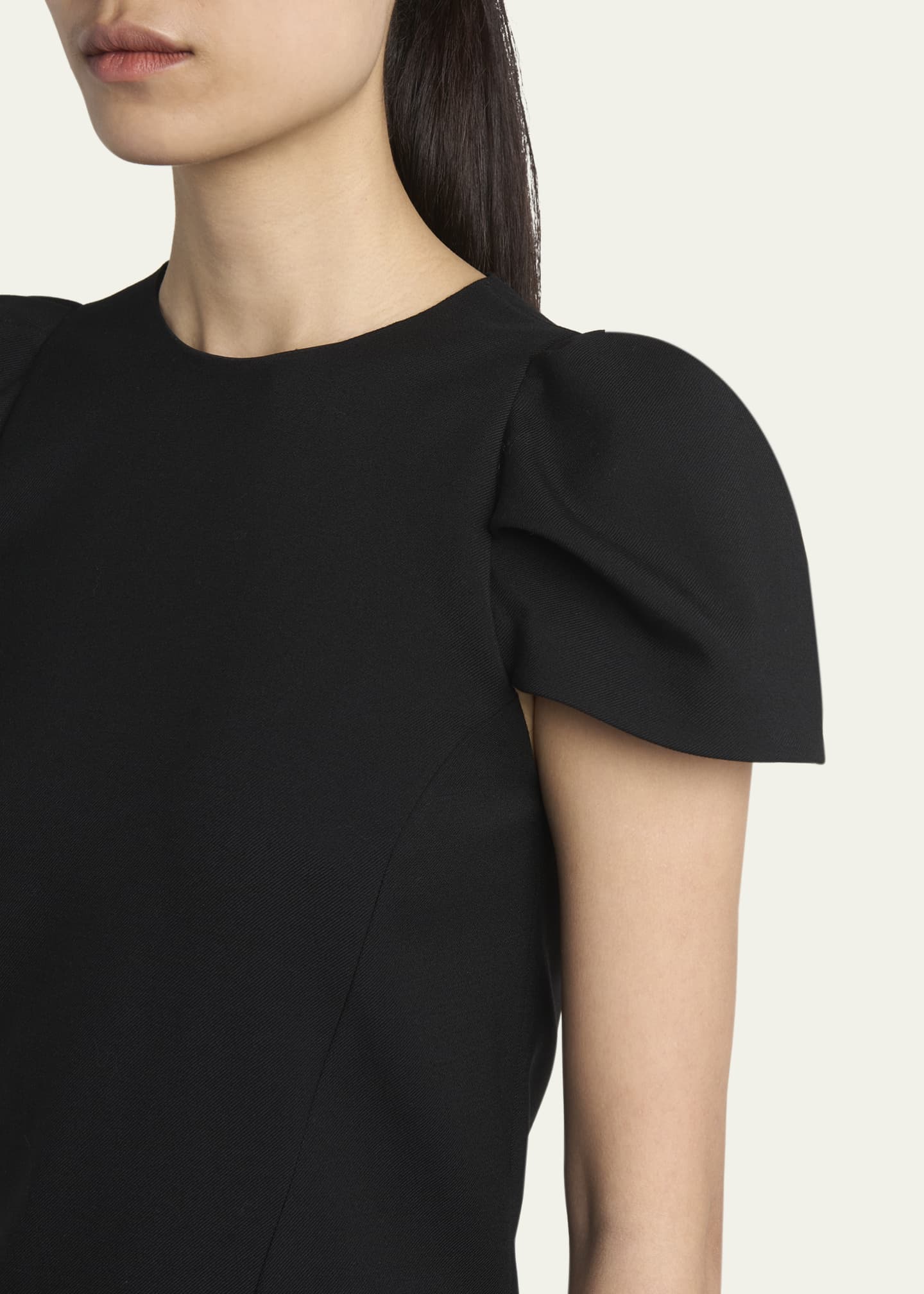 McQueen Pleated Puff-Sleeve Mini Dress - Bergdorf Goodman